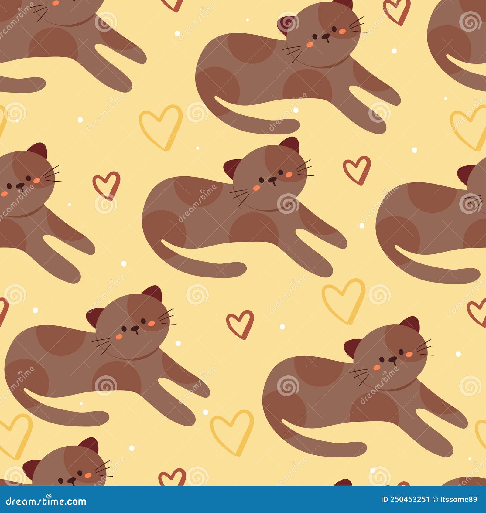 Seamless Pattern Cartoon Cat. Cute Animal Wallpaper Stock Vector ...