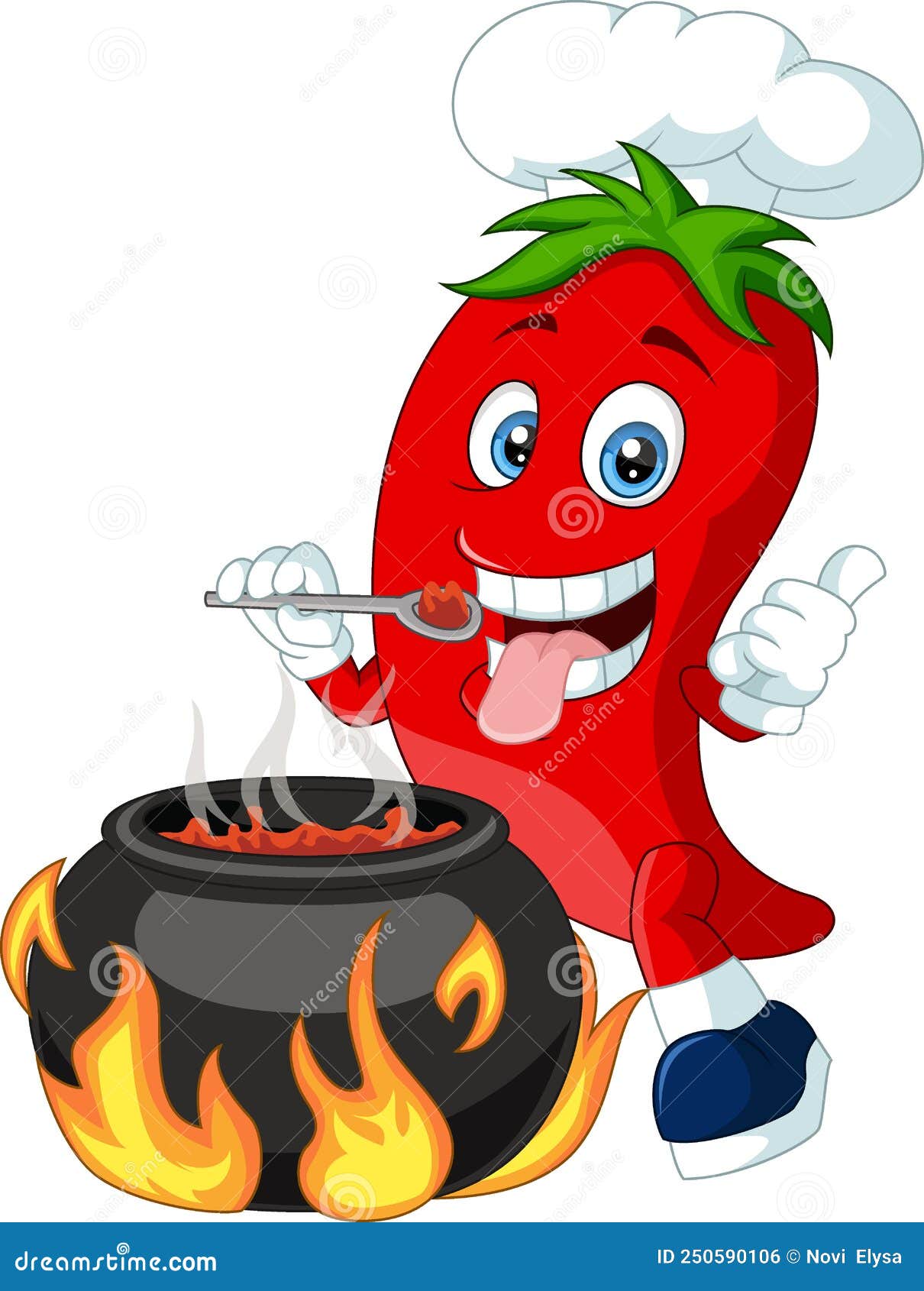 Cute Pepper Chef Mascot Cooks Chili Stock Vector - Illustration of ...
