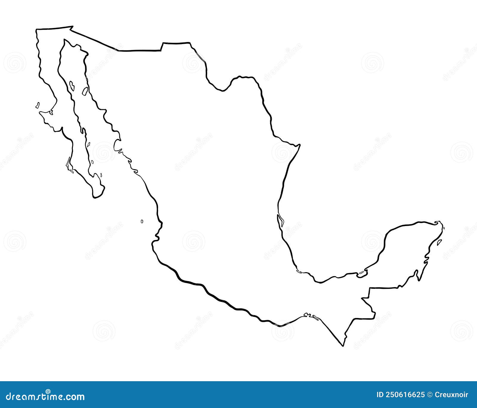 Mexico - Hand-Drawn Map Lllustration Stock Illustration - Illustration ...