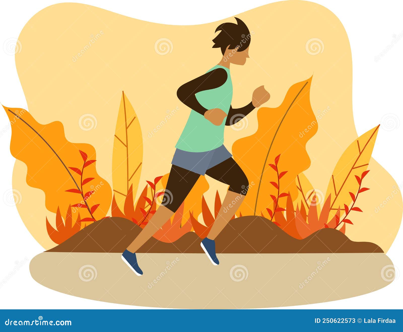 Vector Graphic Illustration, the Boy Running and Jogging in the Morning ...