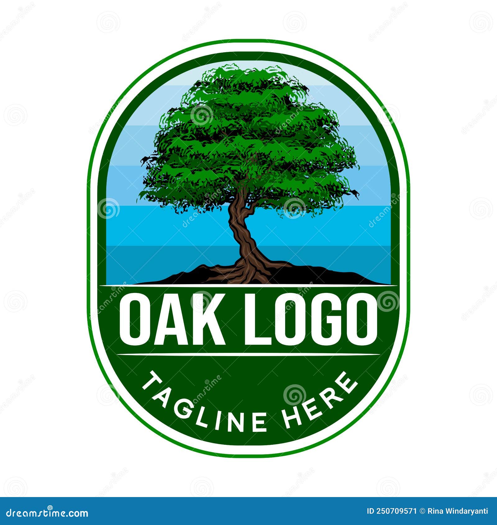 Oak Tree Logo Design. Tree with Roots. Stock Vector - Illustration of ...