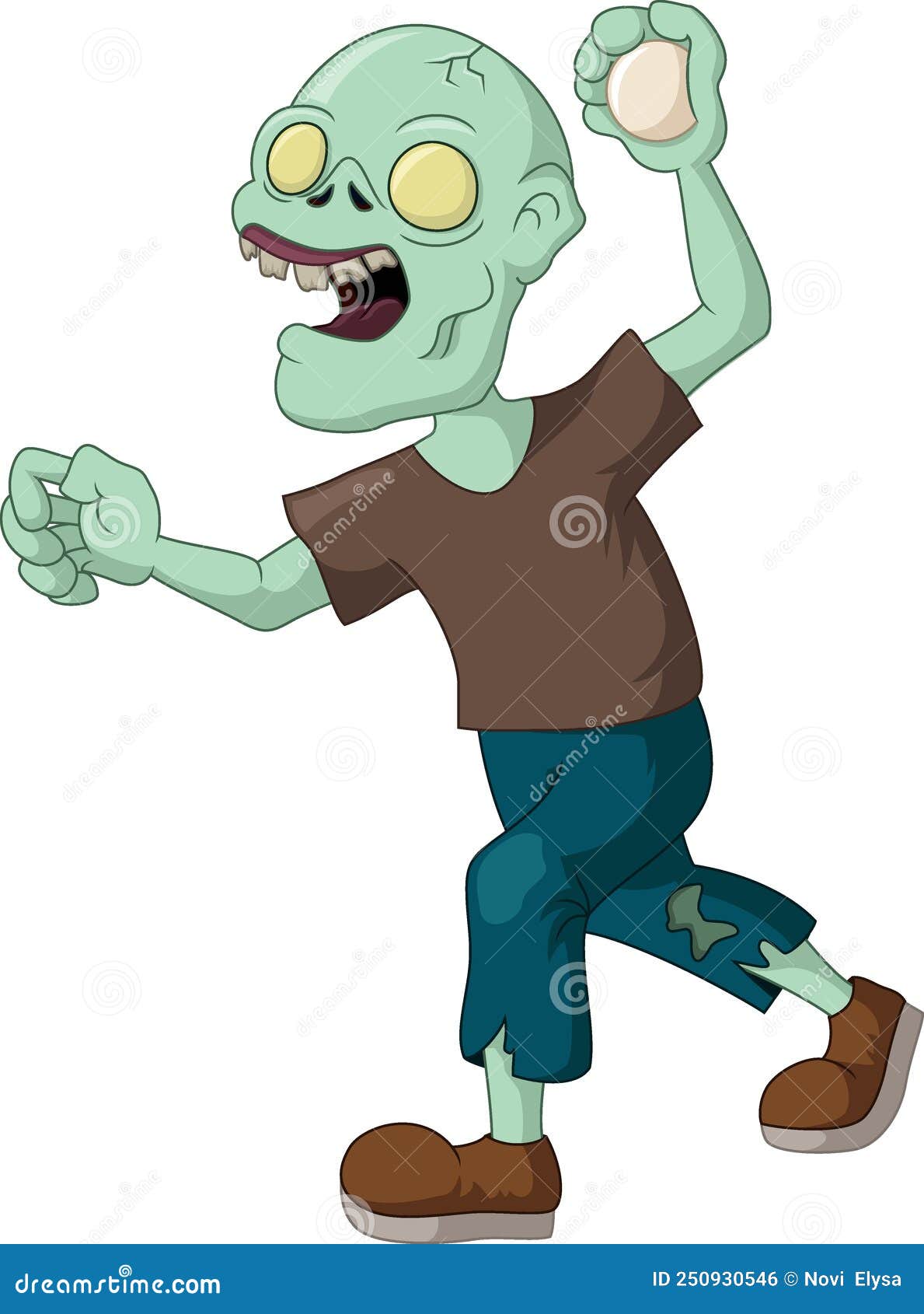 Cute Zombie Cartoon Playing Baseball Stock Vector - Illustration of ...