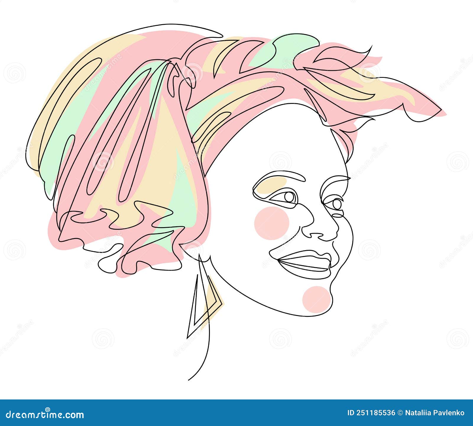 Silhouettes of the Girl`s Head. Lady in a Turban, Scarf. Woman Face in ...