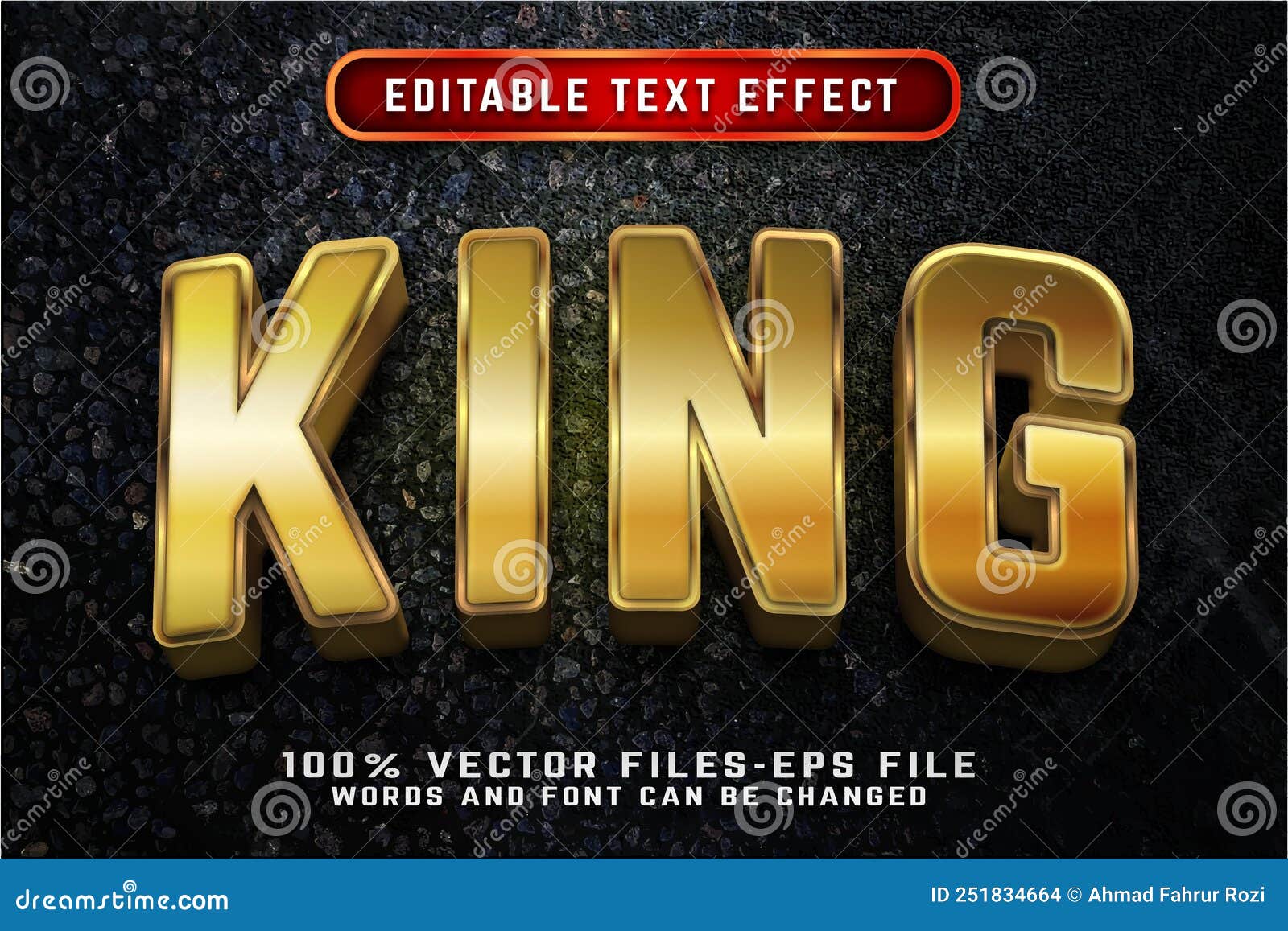 King 3d Text Effect with Golden Style Premium Vectors Stock Vector ...