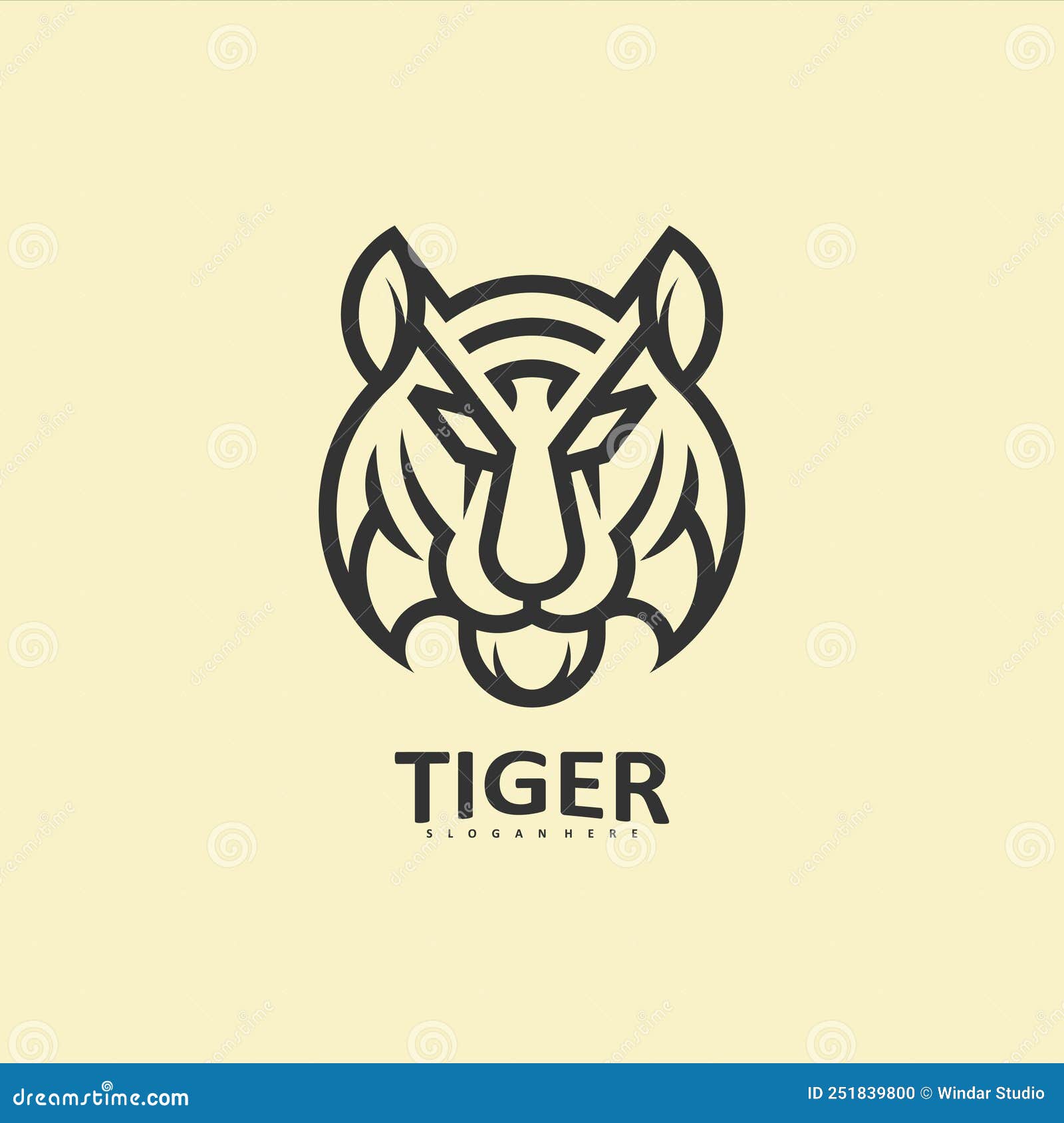 Tiger Head Logo Vector Design with Unique and Simple Shape Stock Vector ...