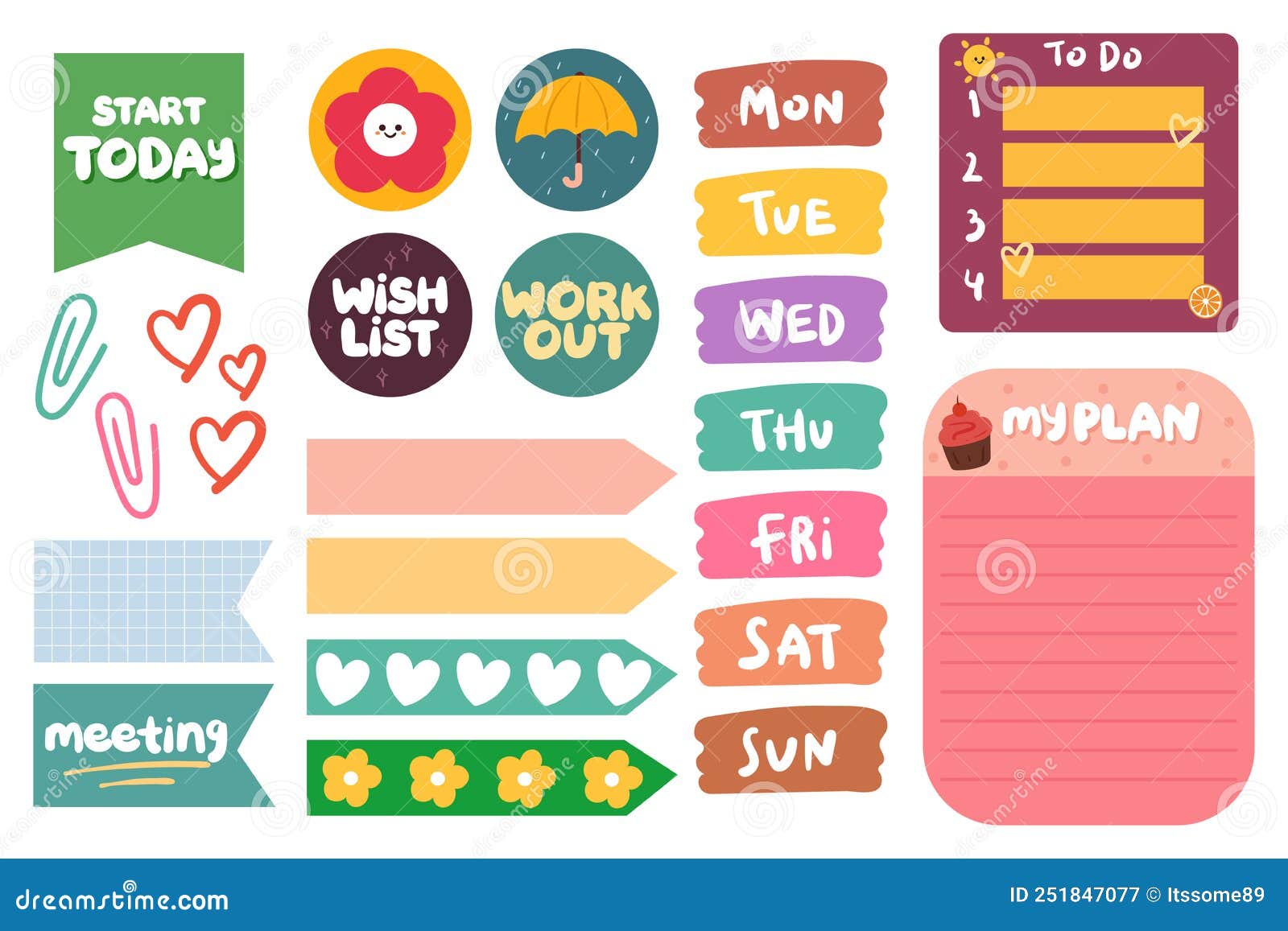 Collection of Weekly and daily Planner Sticker, Notes, To Do List, with ...