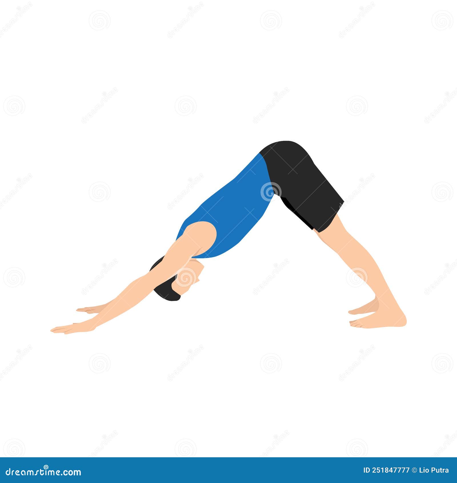 Man Doing Adho Mukha Vrksasana Or Handstand Pose Yoga Exercise Cartoon ...