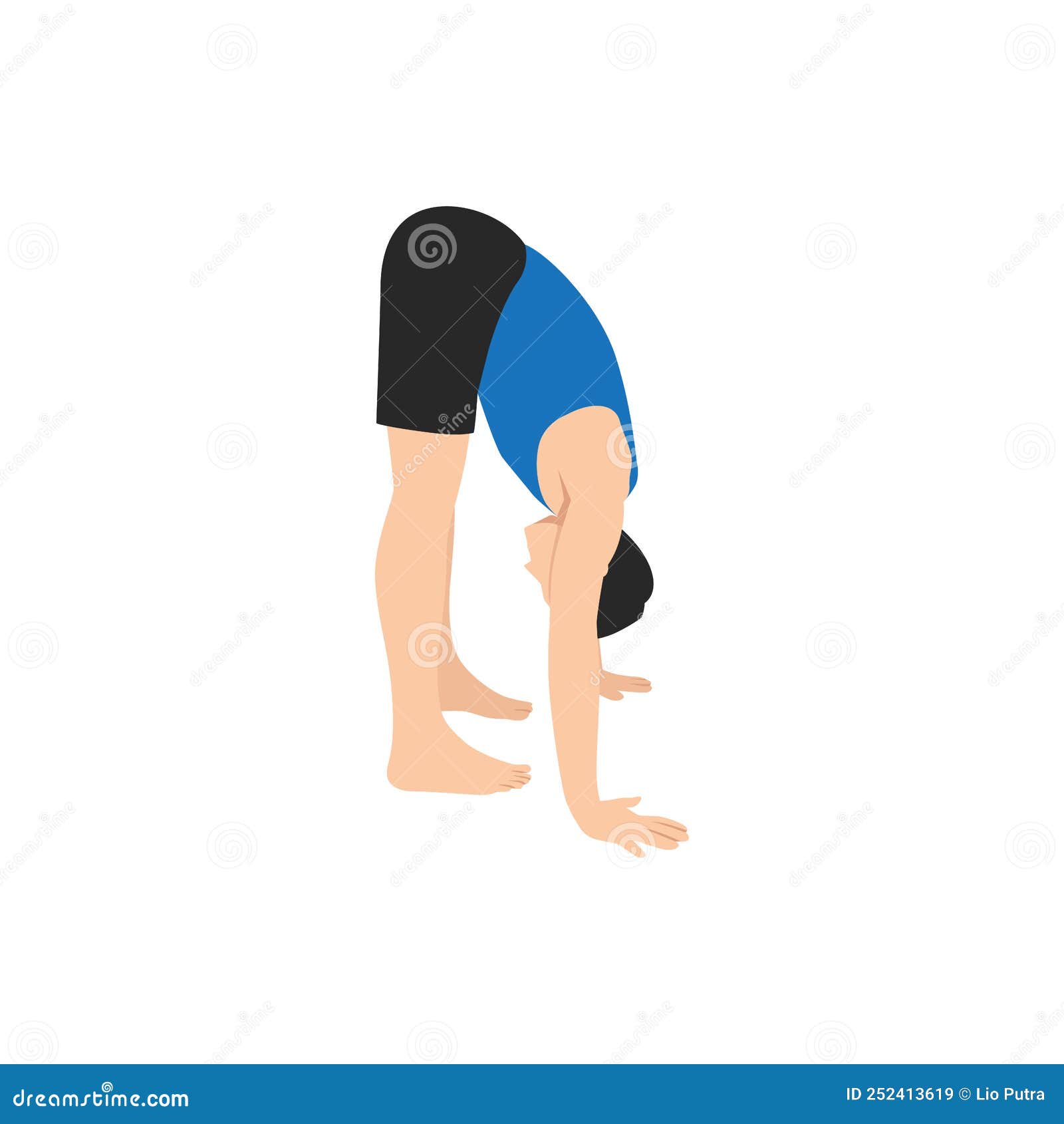 Standing Forward Bend Yoga Pose, Color Chakra Watercolor Painting ...