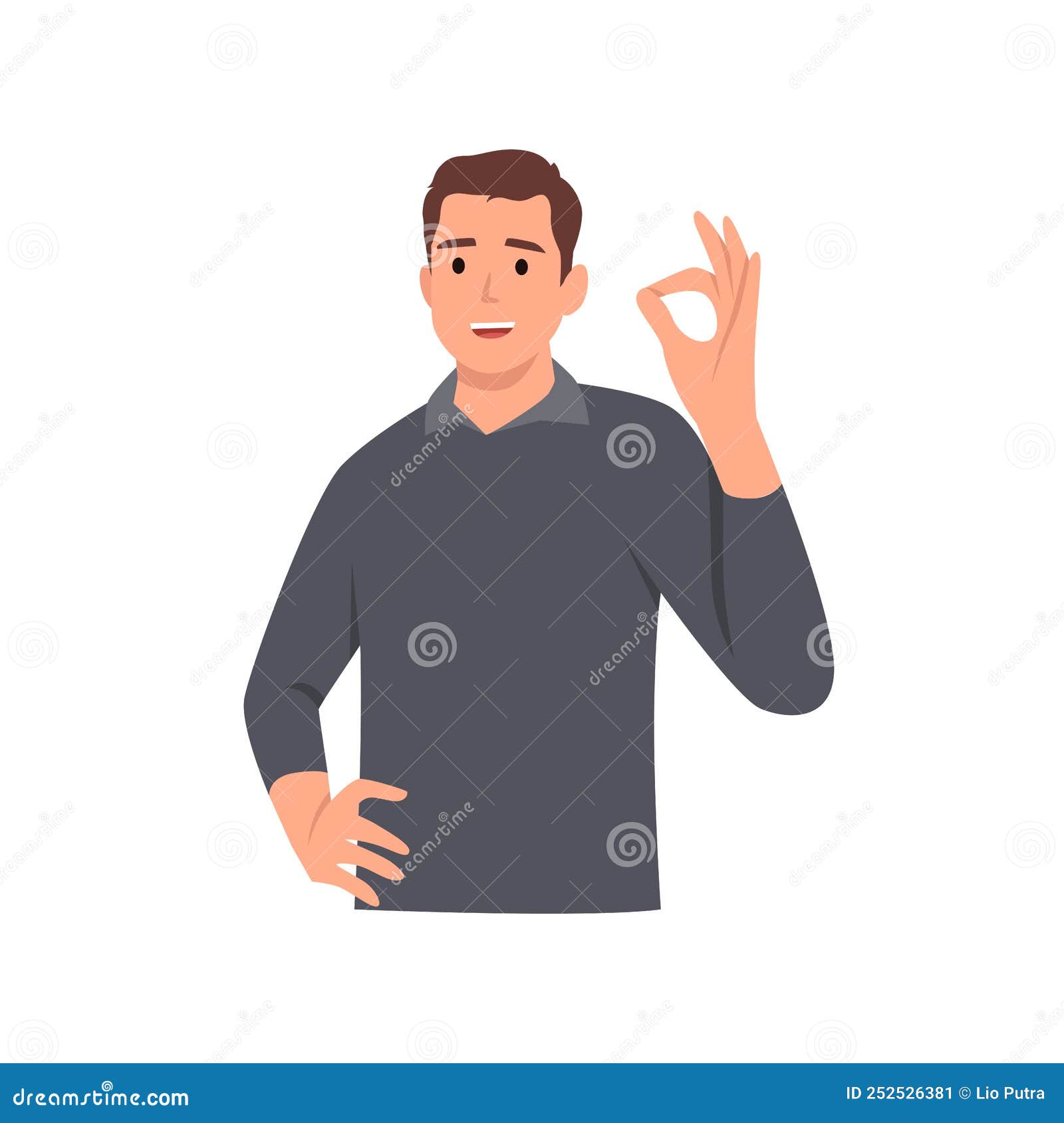Young Man with Ok Sign and Gesture Language Concept Stock Vector ...