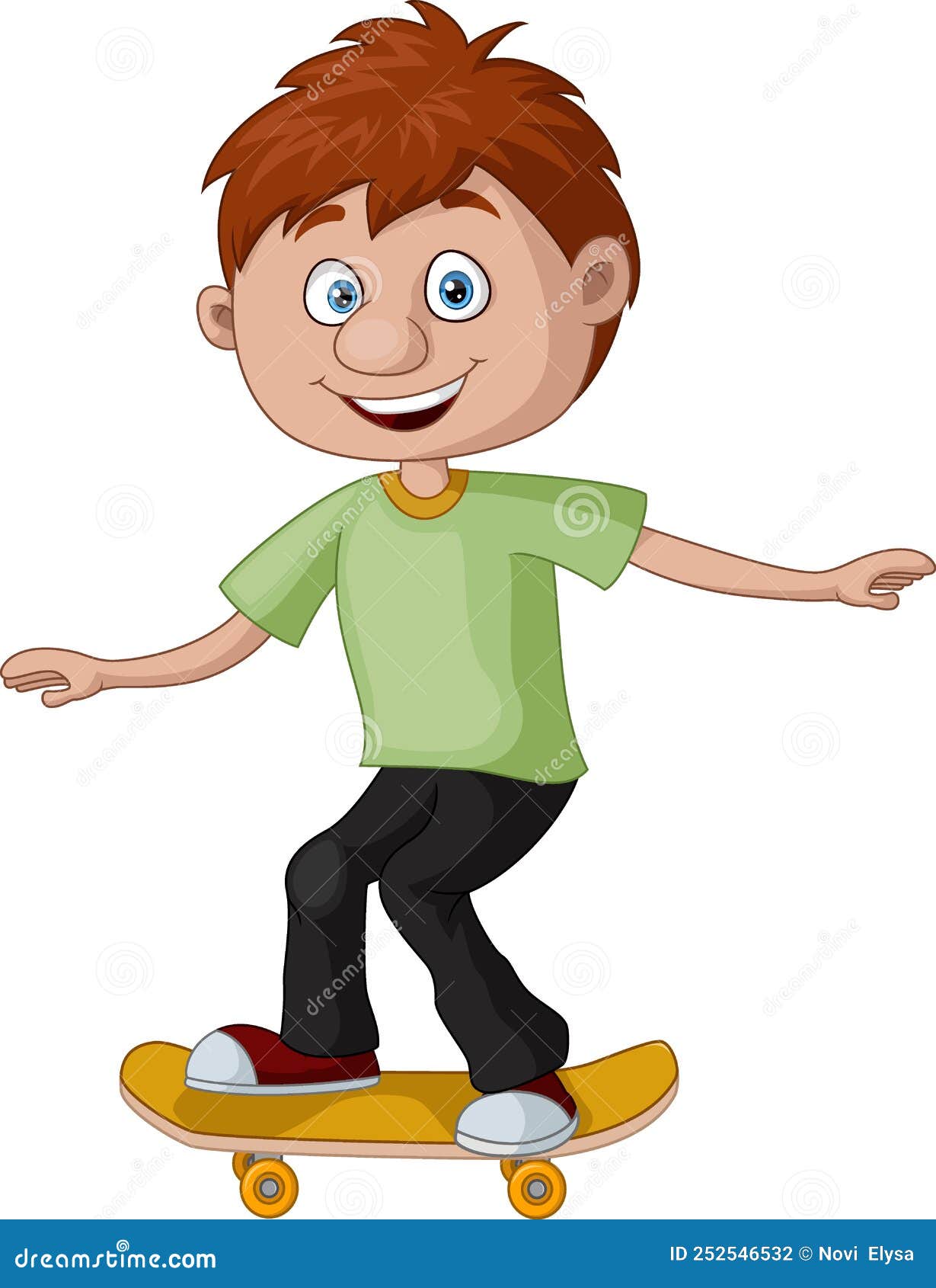 Cute Little Boy Cartoon Riding a Skateboard Stock Vector - Illustration ...