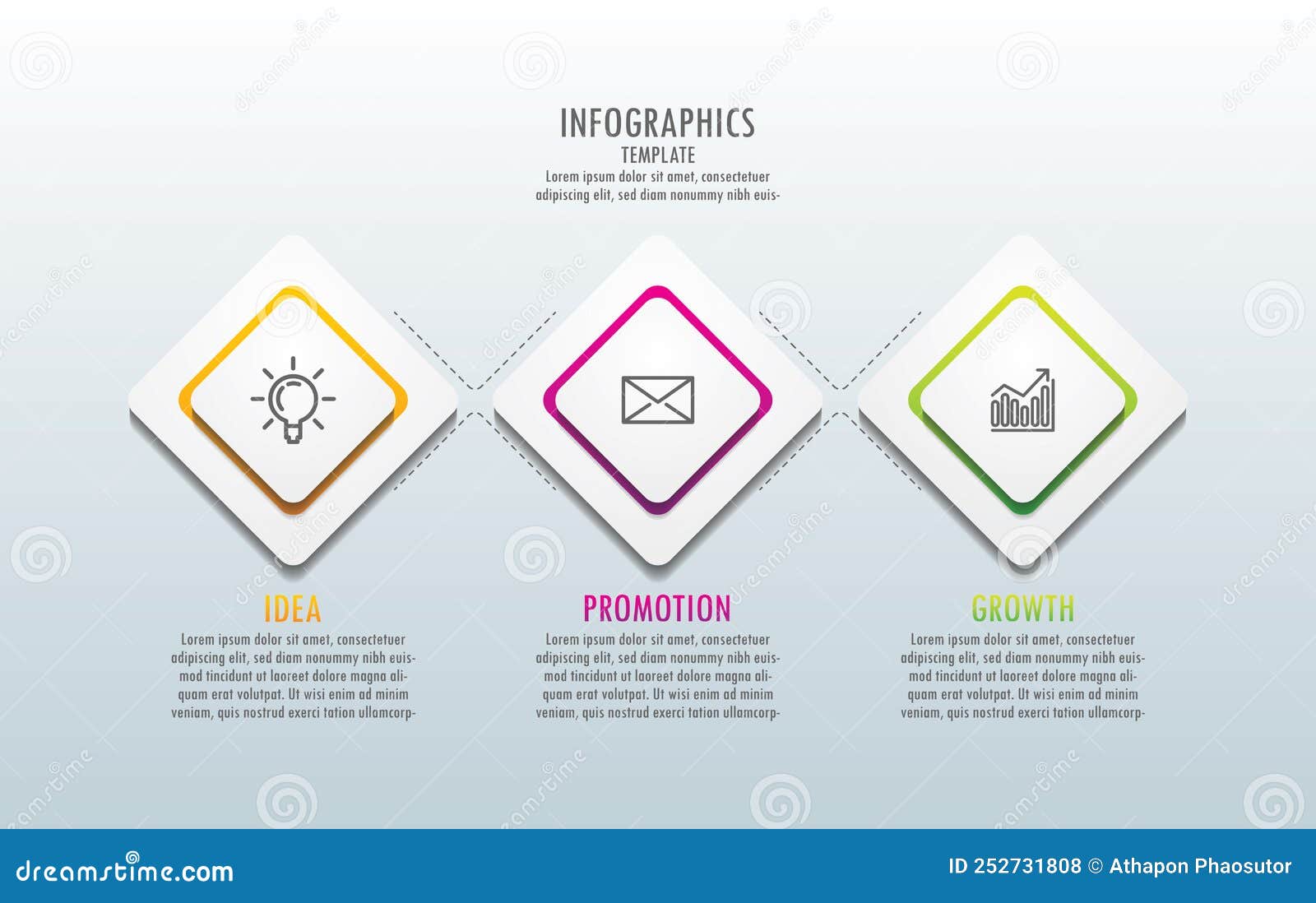 Infographic Three Steps Element Flat Design Stock Vector - Illustration ...
