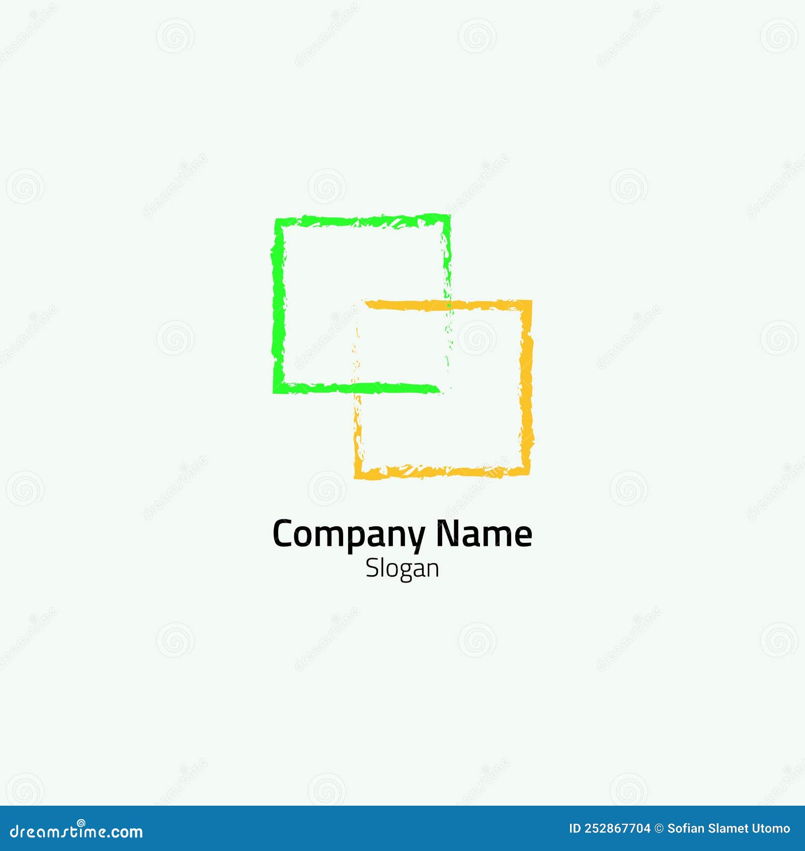 Two Square Logo with Unified Brush Element Stock Vector - Illustration ...