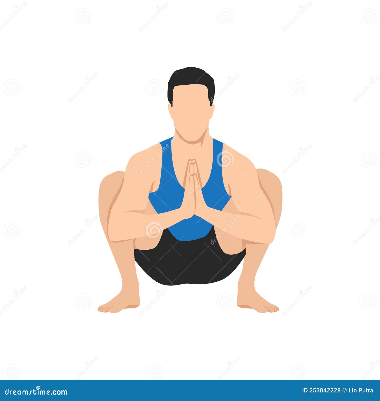 Malasana Pose Yoga Workout Silhouette. Healthy Lifestyle Vector ...