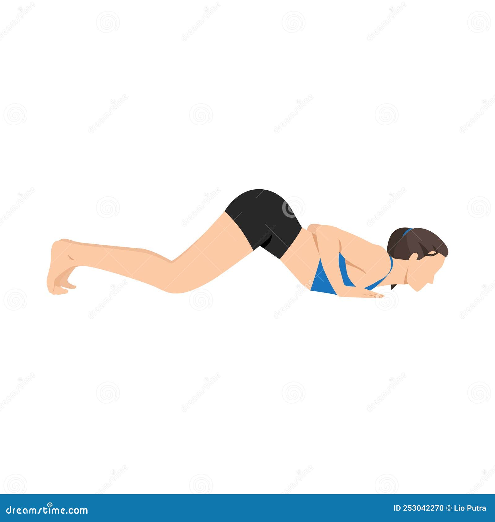 Woman Doing Eight-Limbed Yoga Pose Ashtangasana Exercise Stock ...