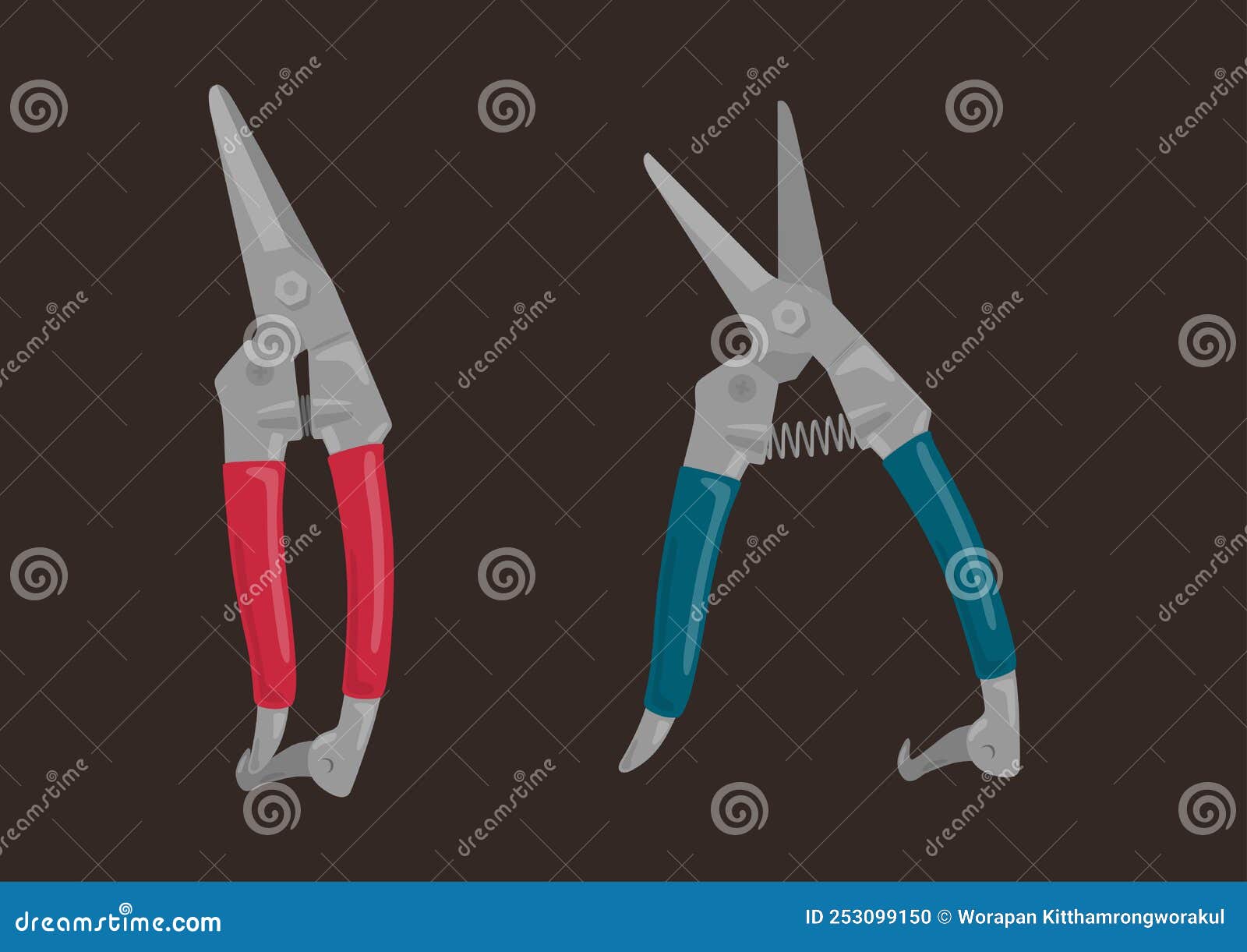 2 Sheet Metal Silver Metal Scissors Cutting Shears Vector Stock Vector ...