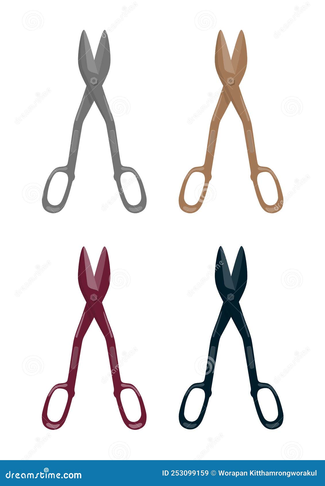 Sheet Metal Cutting Shears 4 Color of Silver Vector Stock Vector ...