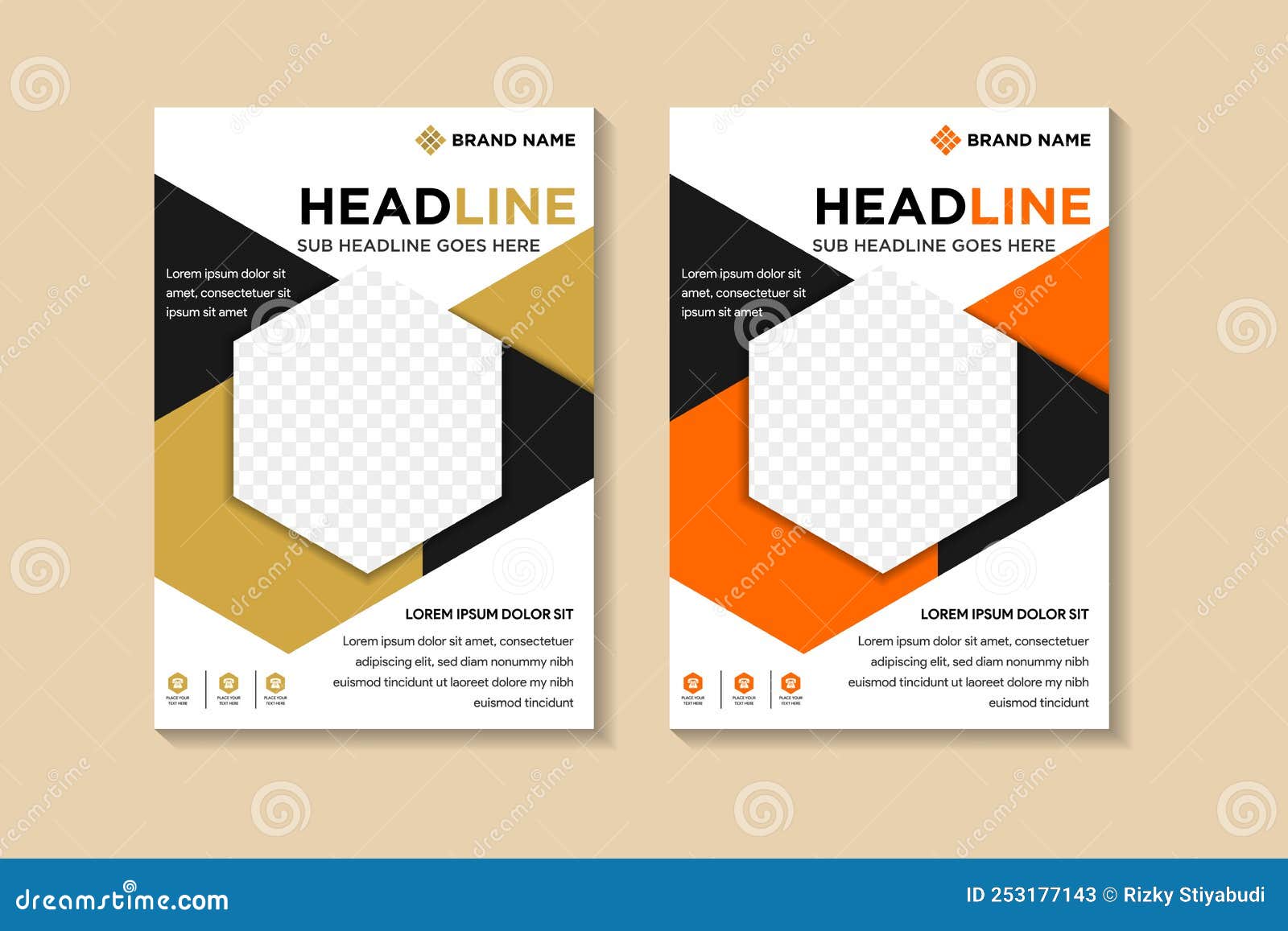 Abstract Geometric Cover Template Design. Hexagon Shape for Photo Space ...