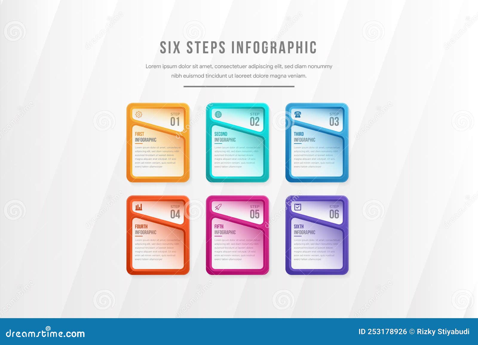 Six Separate Multicolored Rectangular Elements Stock Vector ...