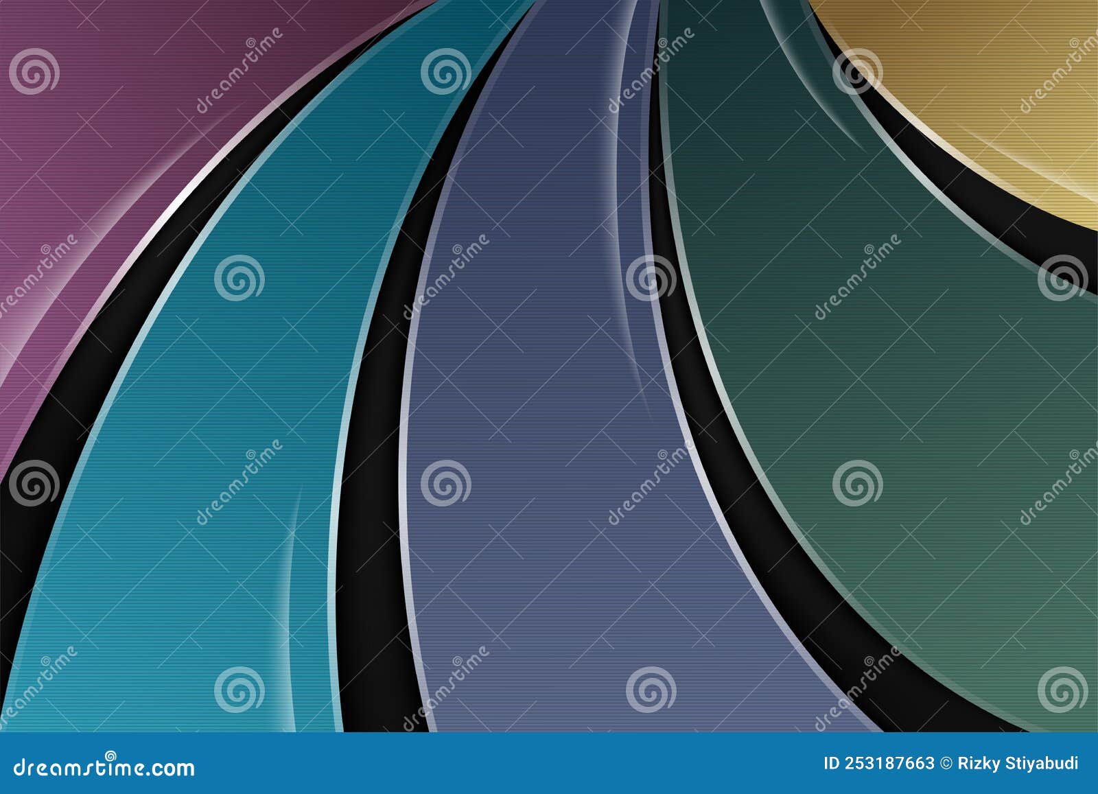 Abstract Modern Colorful Curves Element on Black Background Stock ...