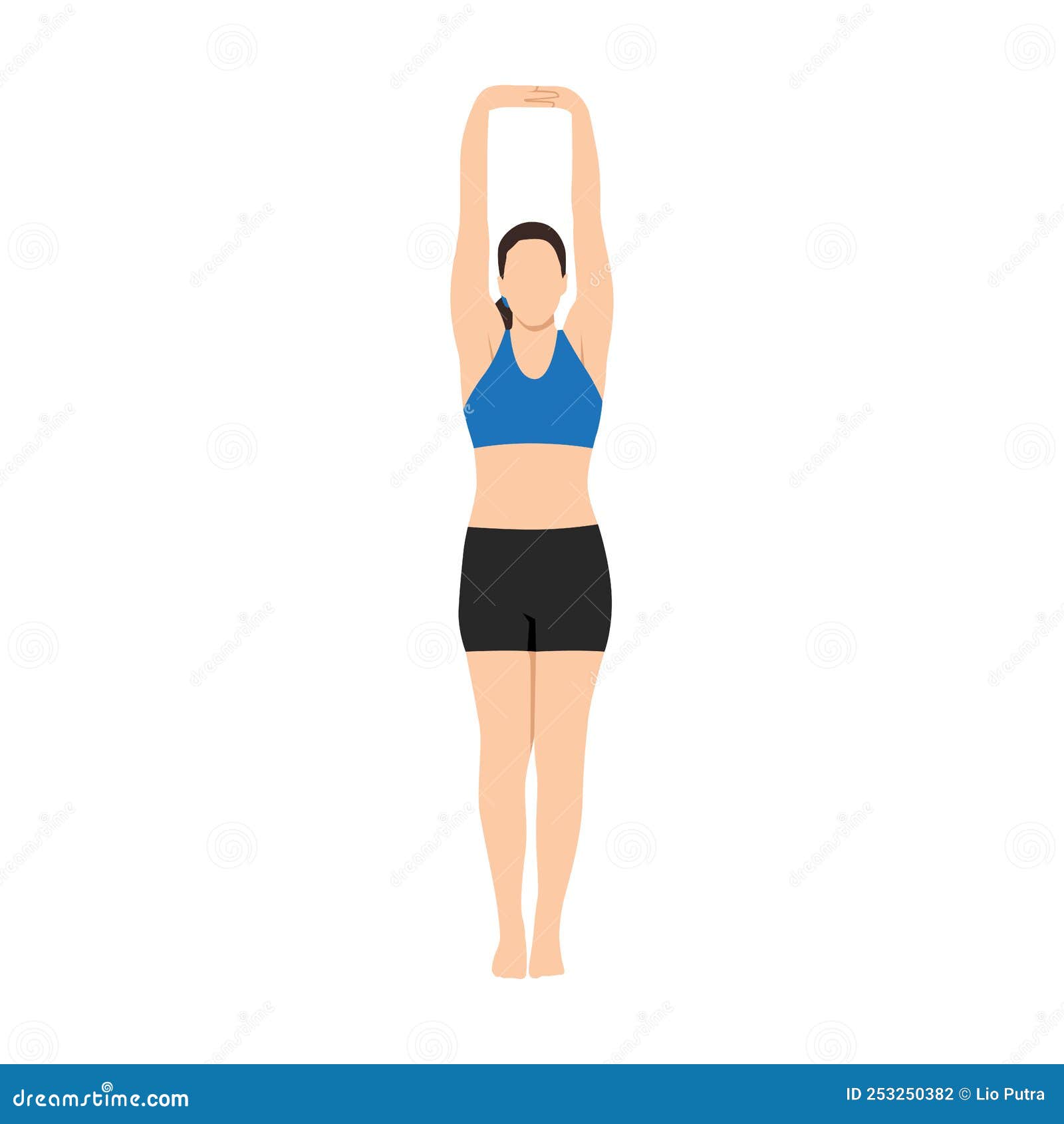 Woman Doing Palm Tree Pose, Upward Hand Stretch Pose Royalty-Free ...