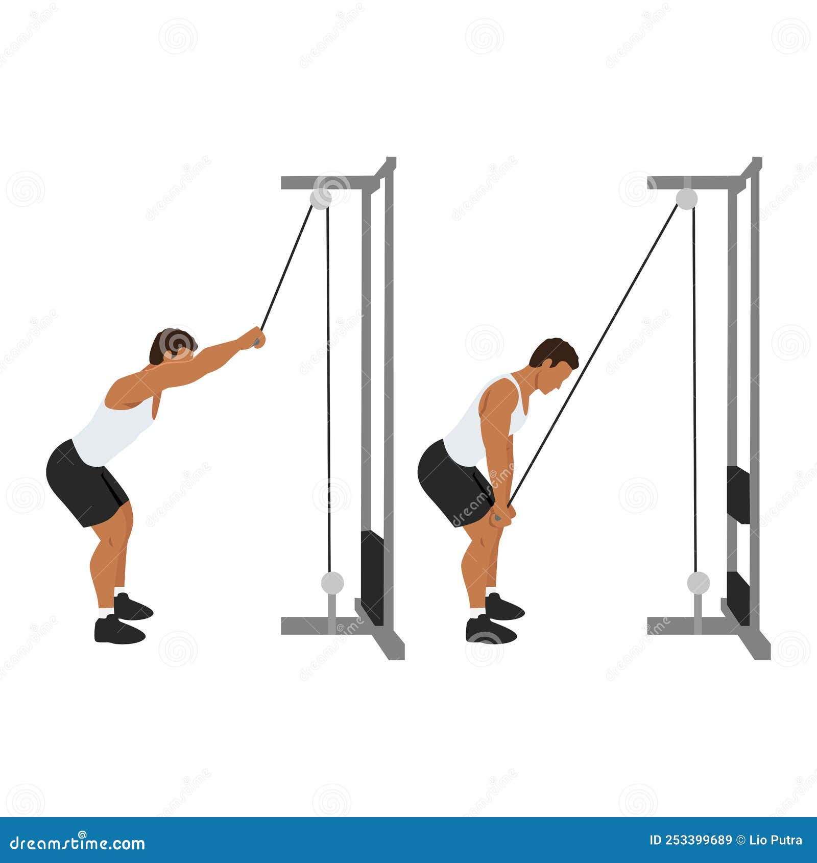 Man Doing Straight Arm Lat Pulldown Exercise. Flat Vector Royalty-Free ...