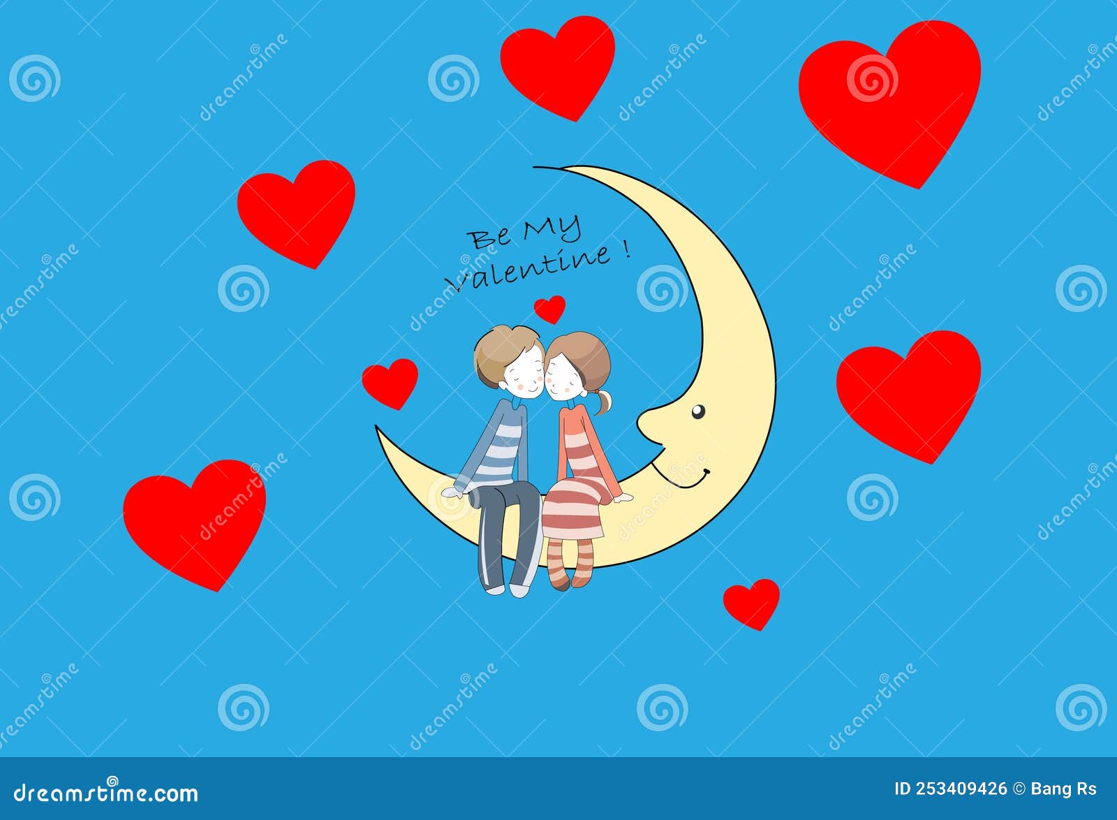 Love Couple Design on the Moon Stock Vector - Illustration of brand ...