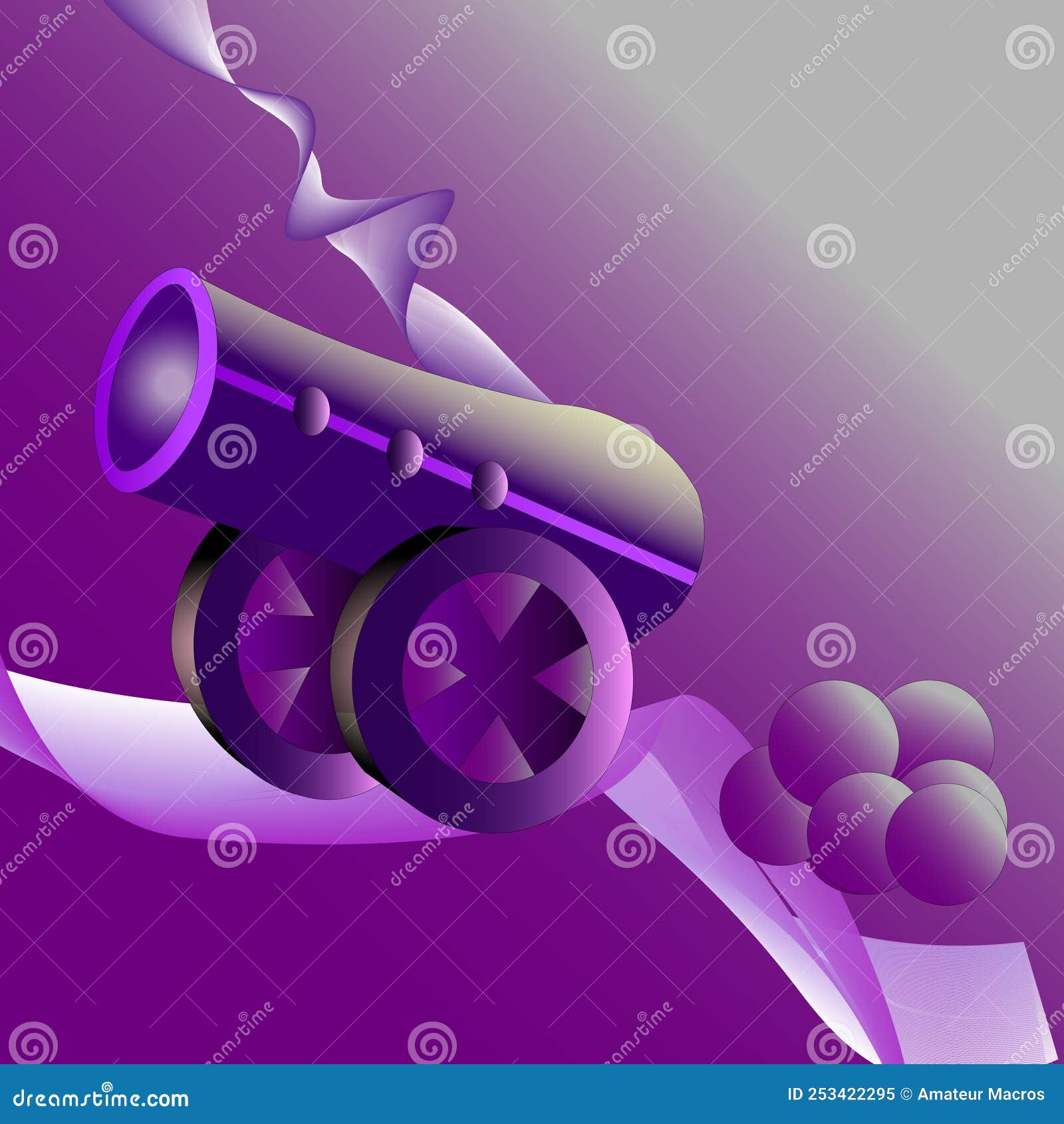 Purple Cannon On The Platform. Vector Illustration On A White ...