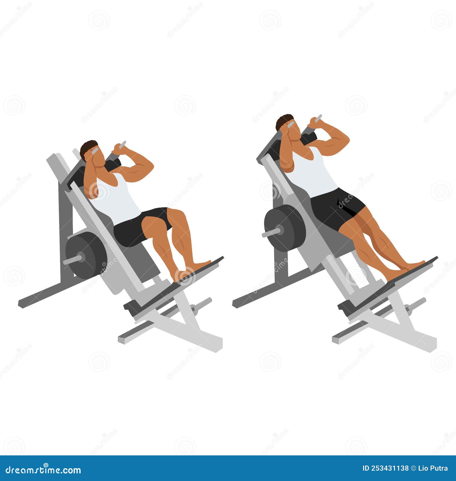 Man Doing Hack Squat Exercise. Flat Vector Illustration Stock ...