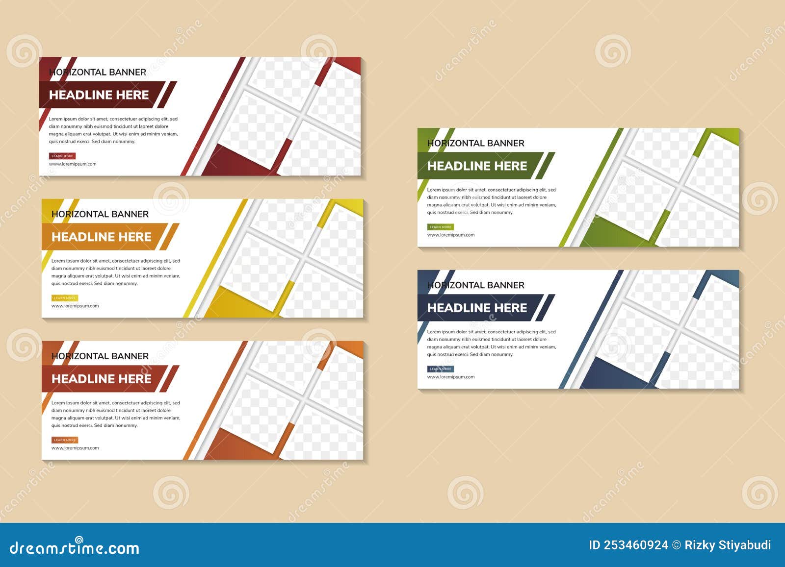 Web Page Horizontal Banner Design Template with Photo Collage Stock ...