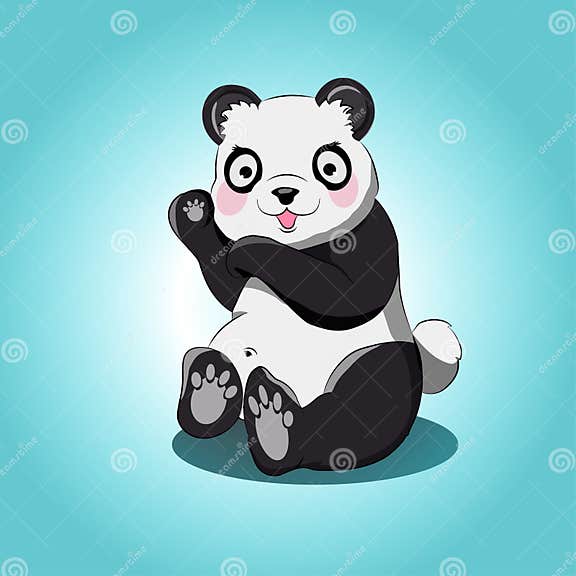 Cute Chubby Panda Pose Vector Art Illustration Stock Vector ...