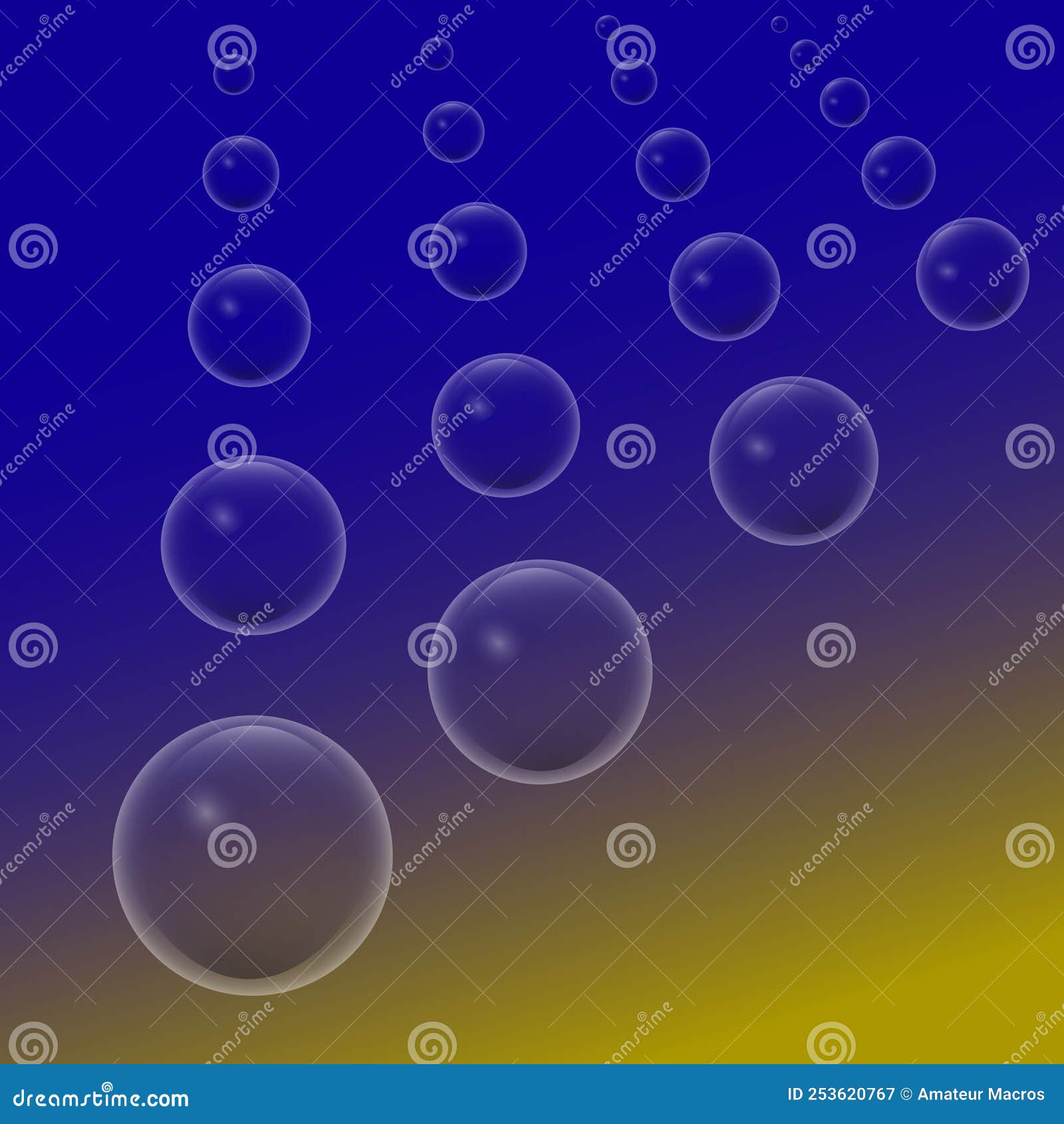 Vector Illustration of Air Bubbles on a Blue and Yellow Background ...