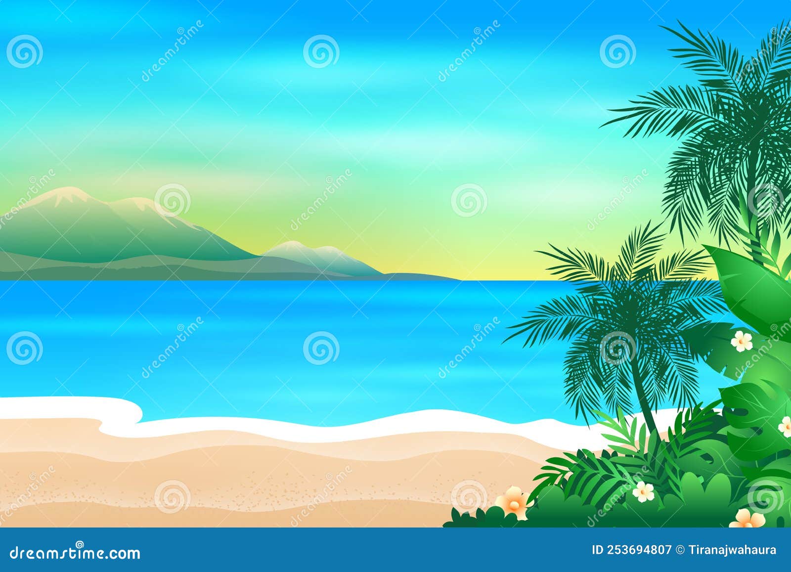 Beautiful Daytime Beach Landscape Cartoon Illustration | CartoonDealer ...