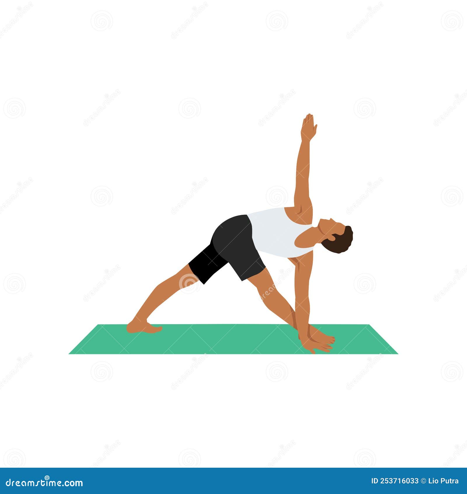 Man Doing Parivrtta Parighasana Or Revolving Beam Yoga Pose Vector ...