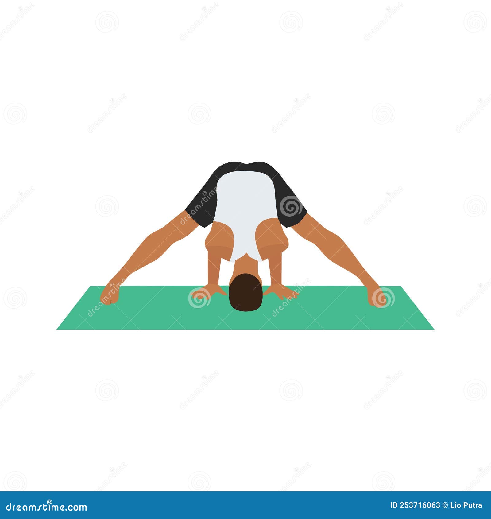 Wide-Legged Forward Bend Pose Yoga, 7 Color Chakra Watercolor Painting ...