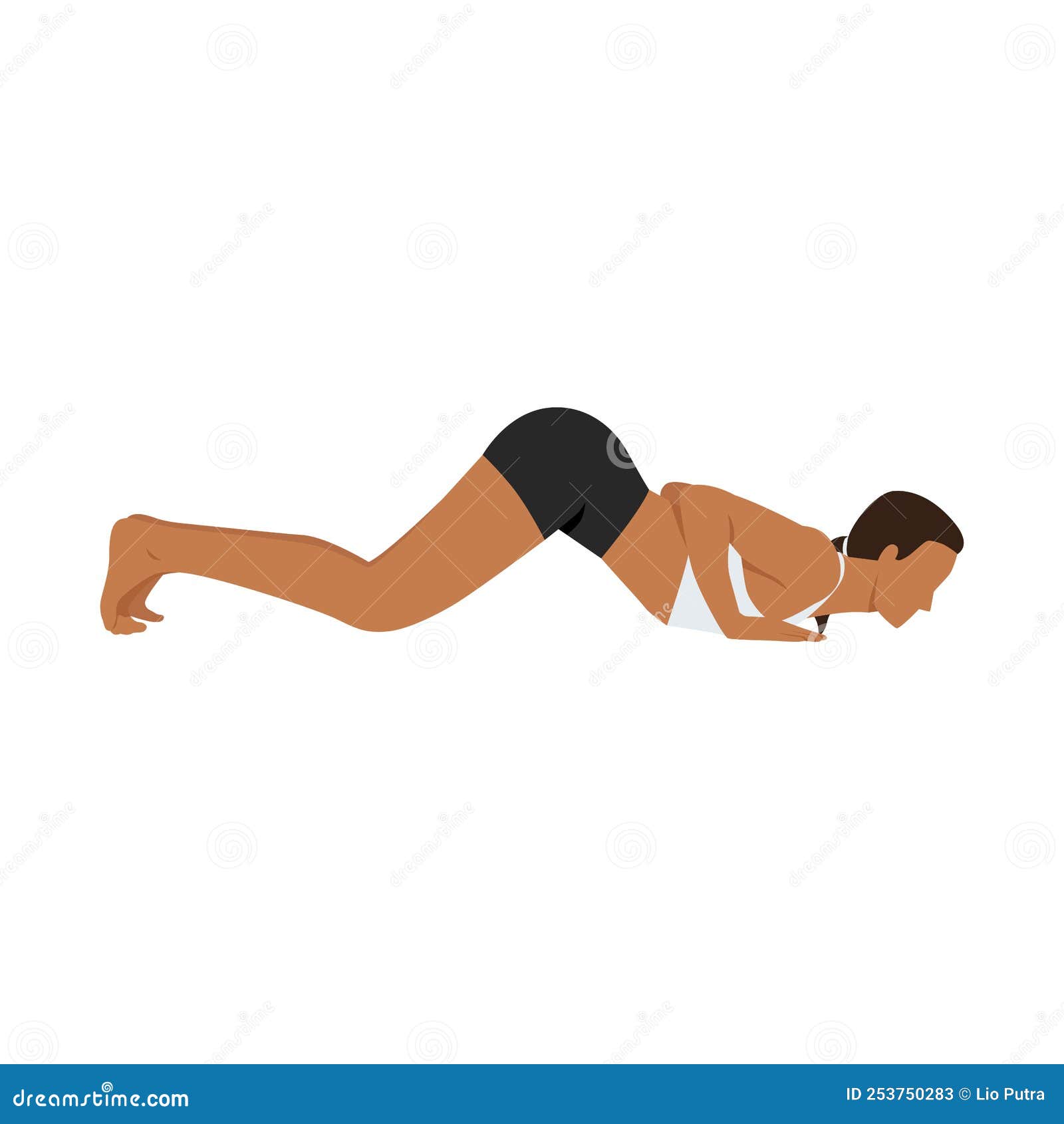 Woman Doing Eight-Limbed Yoga Pose Ashtangasana Exercise Stock ...