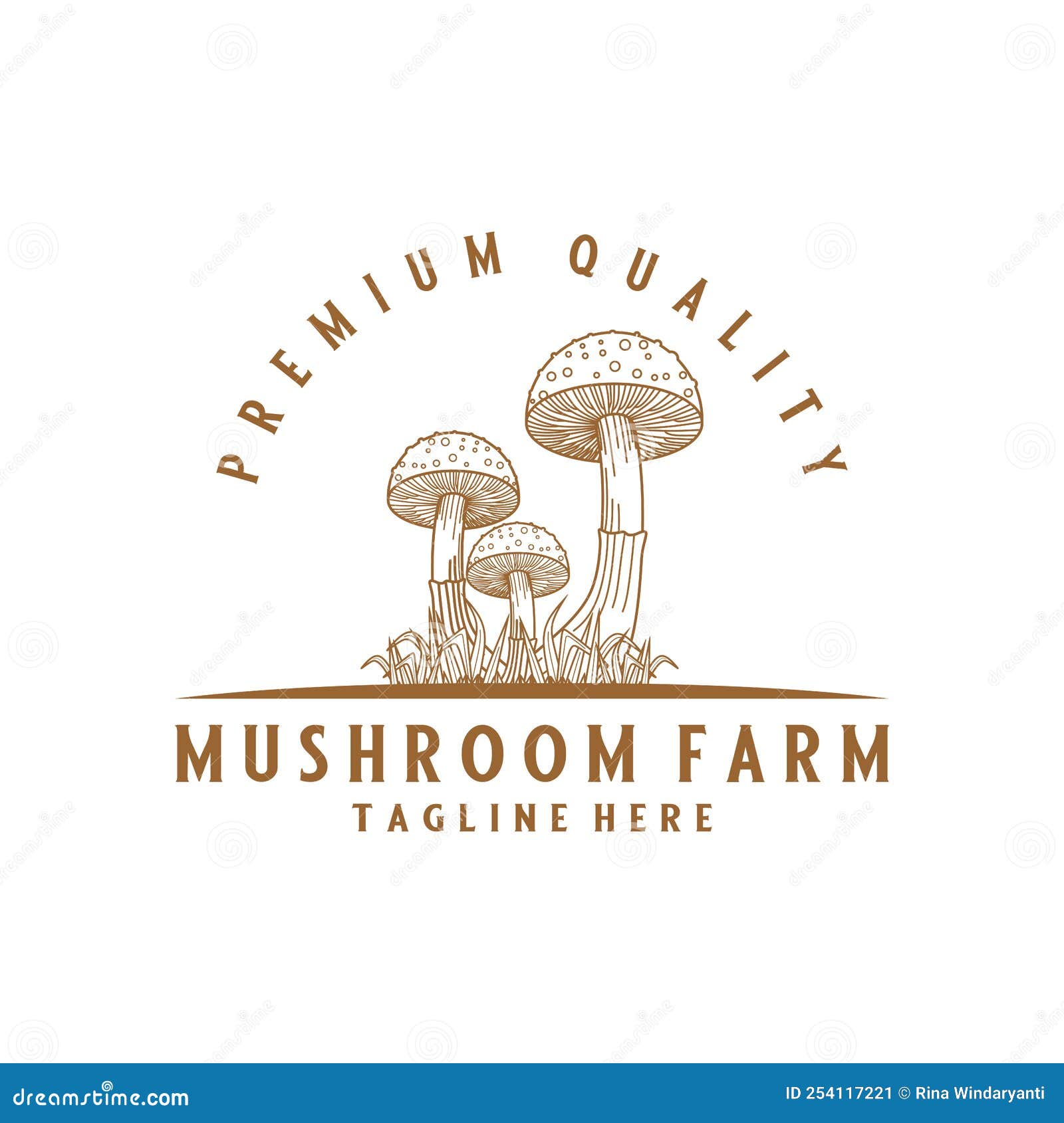 Vintage Mushroom Logo Design with Line Art. Stock Vector - Illustration ...