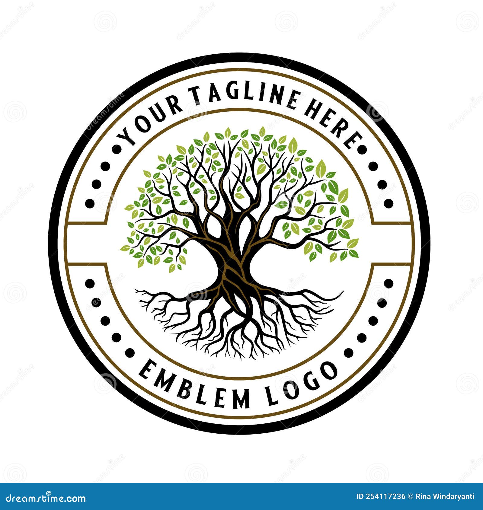 Vector Vintage Logo Design Tree Root Emblem. Stock Vector ...