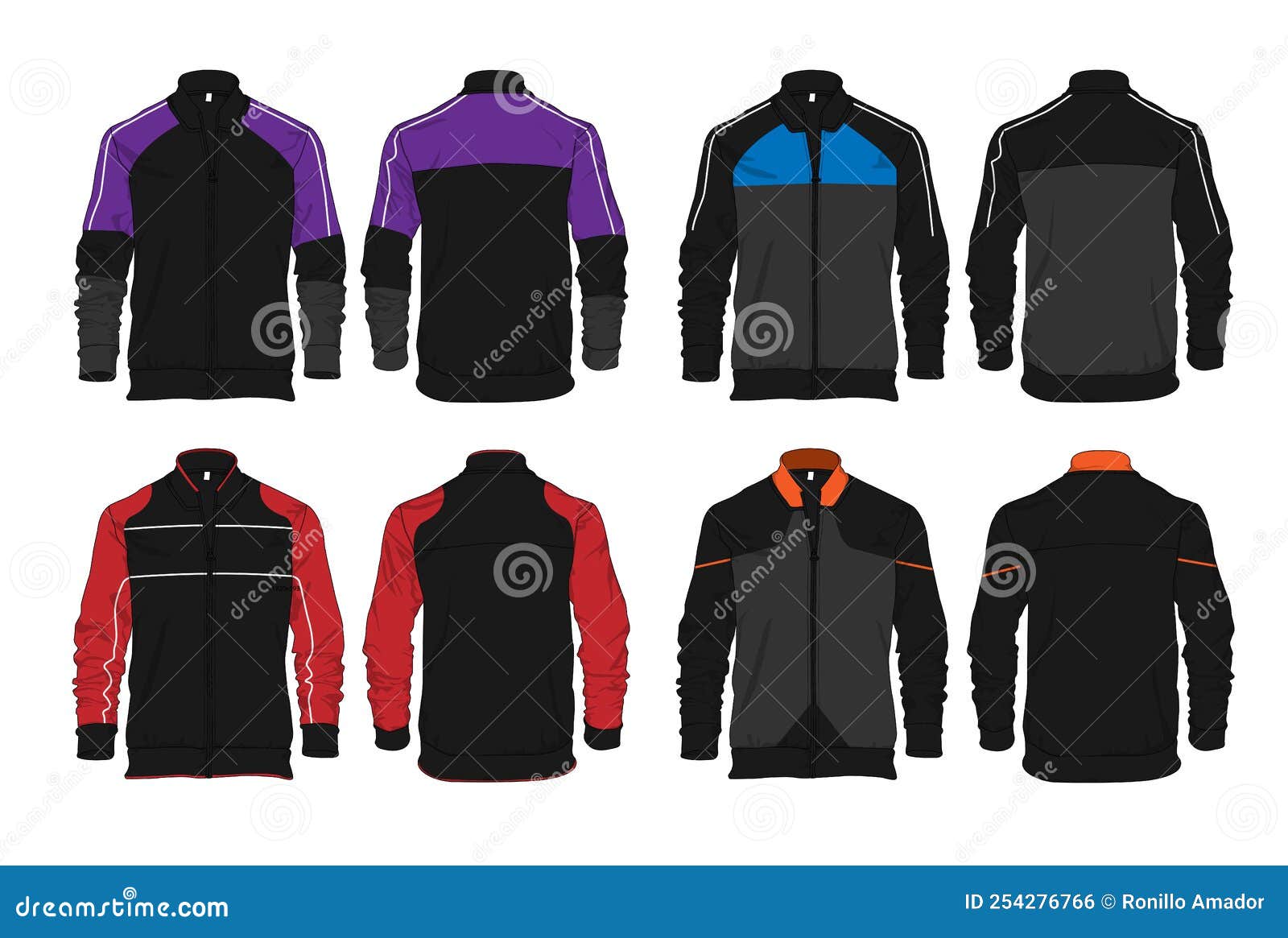 Retro Vintage Windbreaker Hoodie Jacket Template Stock Vector ...