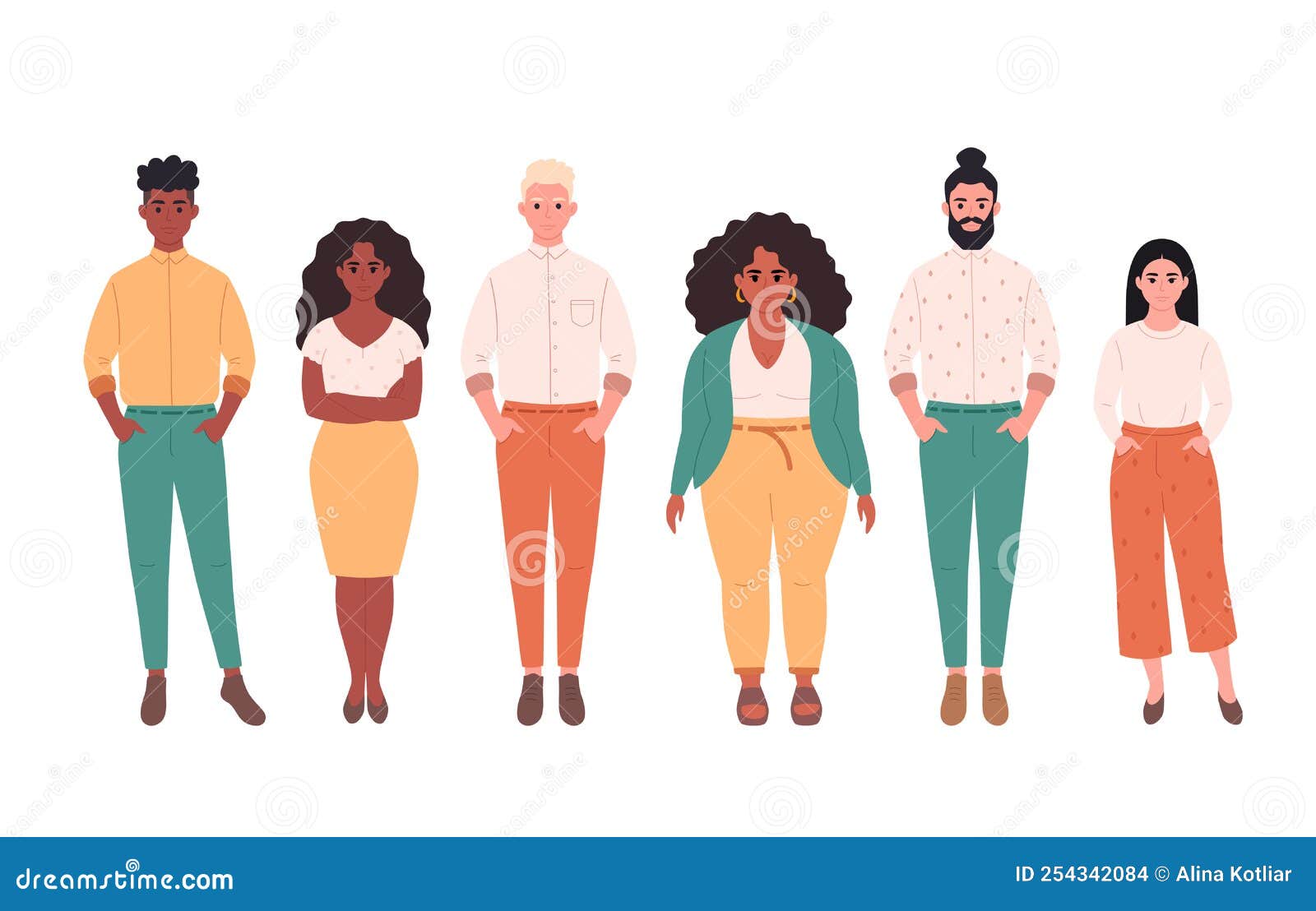 Modern People of Different Ages, Races, Body Types in Office Outfit ...