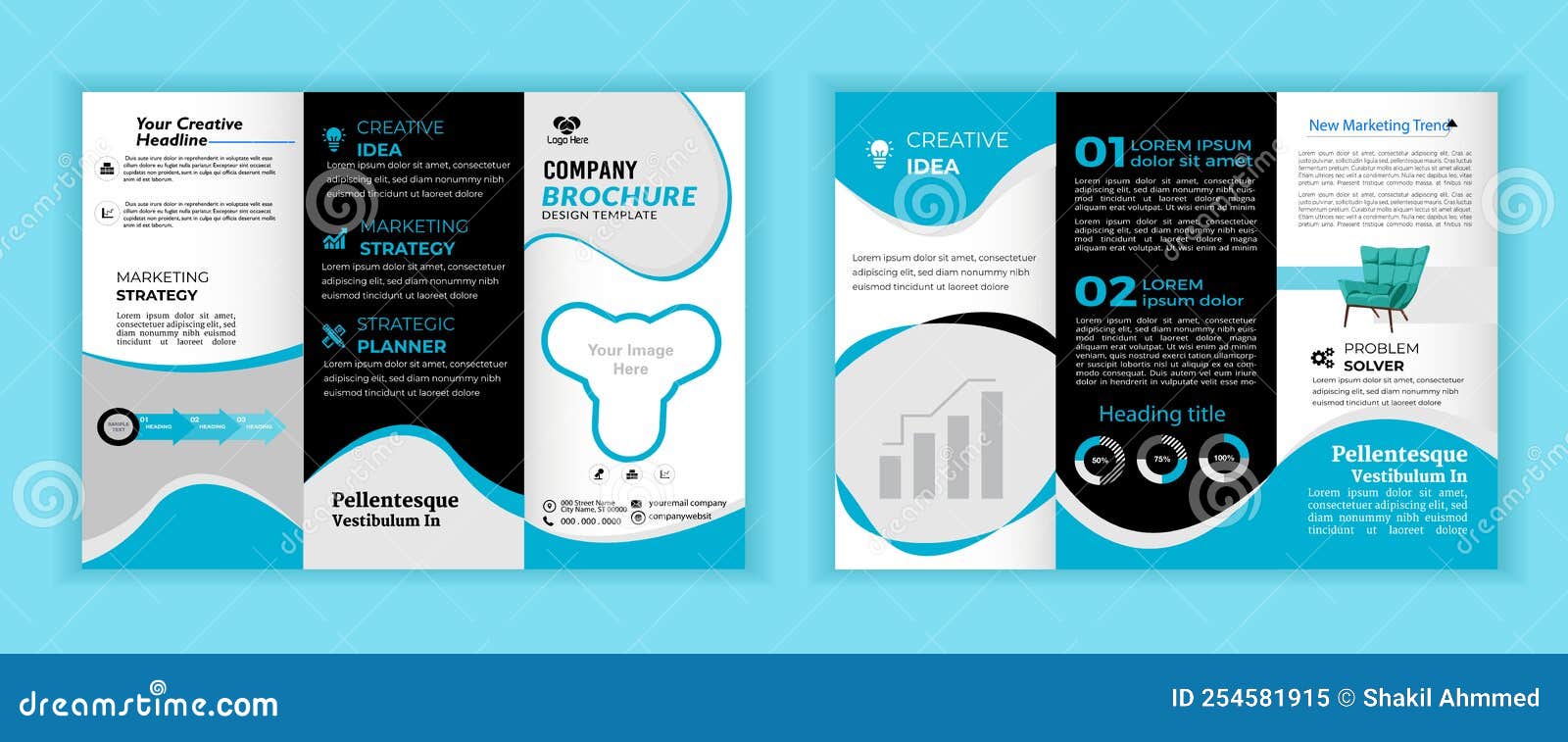Creative Modern Trifold Business Leaflet Brochure Template. Corporate ...