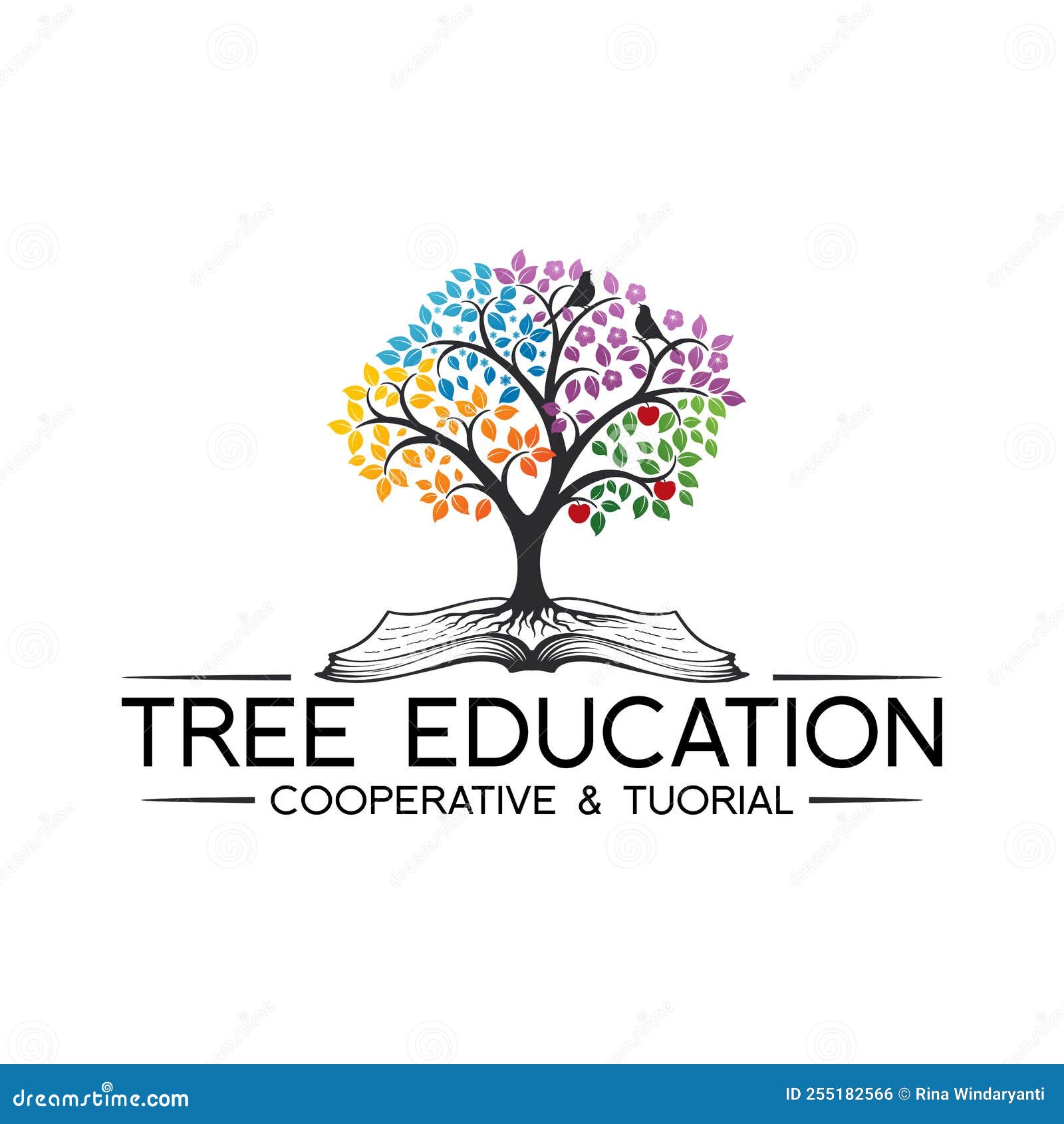 Educational Vector Logo Design. Rooted Trees Grow in Books Stock ...