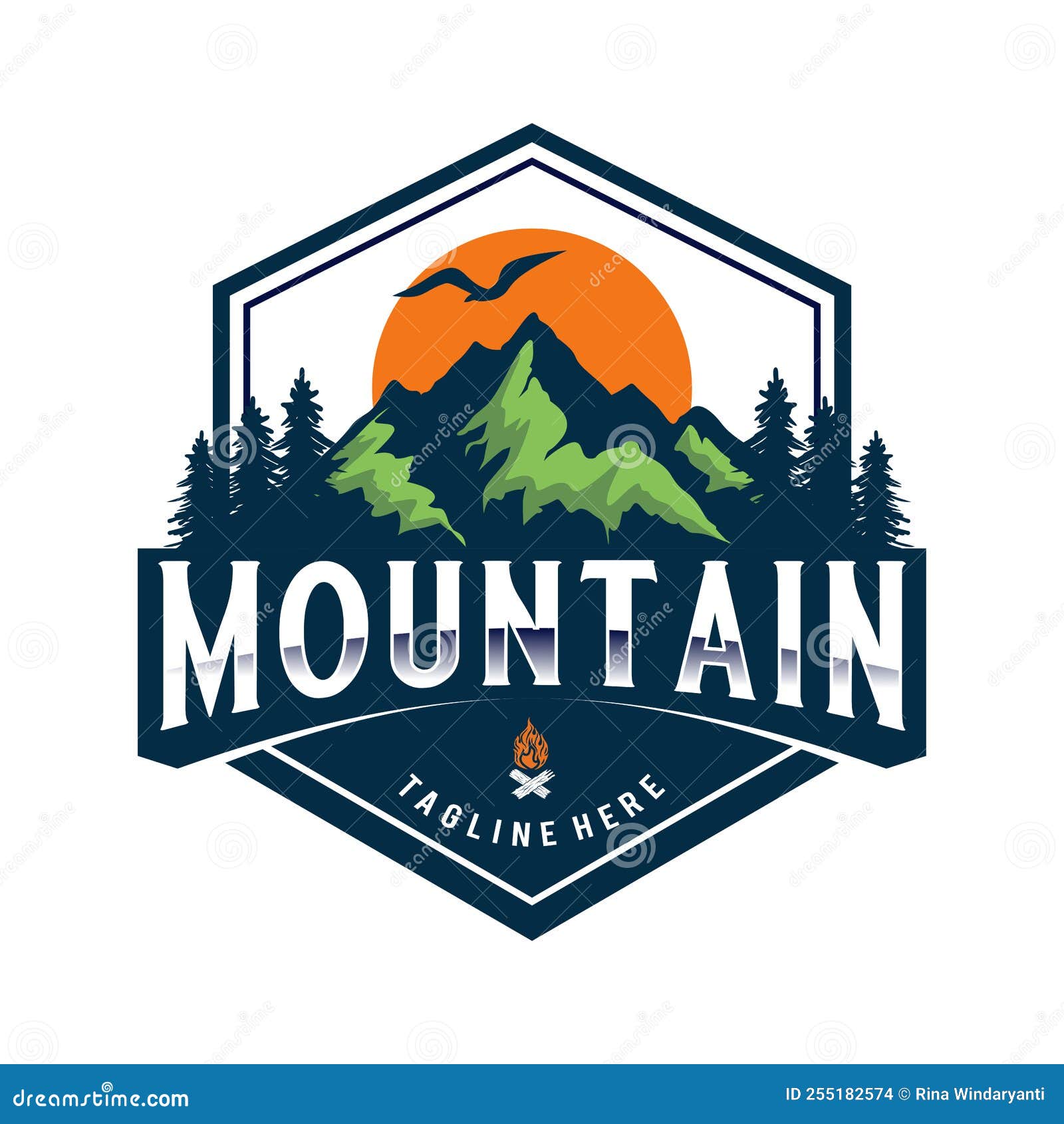 Mountain and Forest Adventure Logo Design. Stock Illustration ...