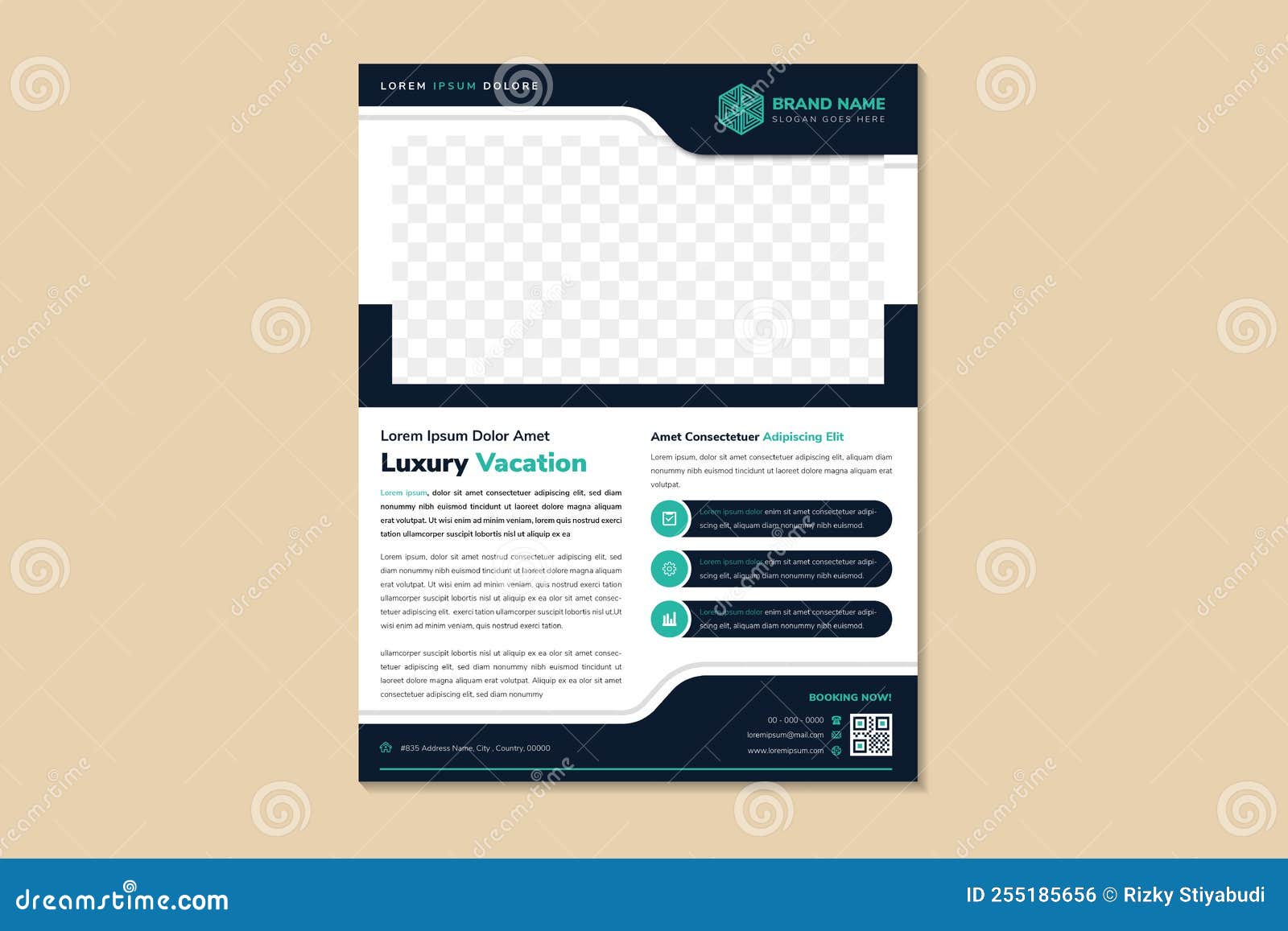 Abstract Geometric Flyer Template Design. Rectangle Shape for Space of ...