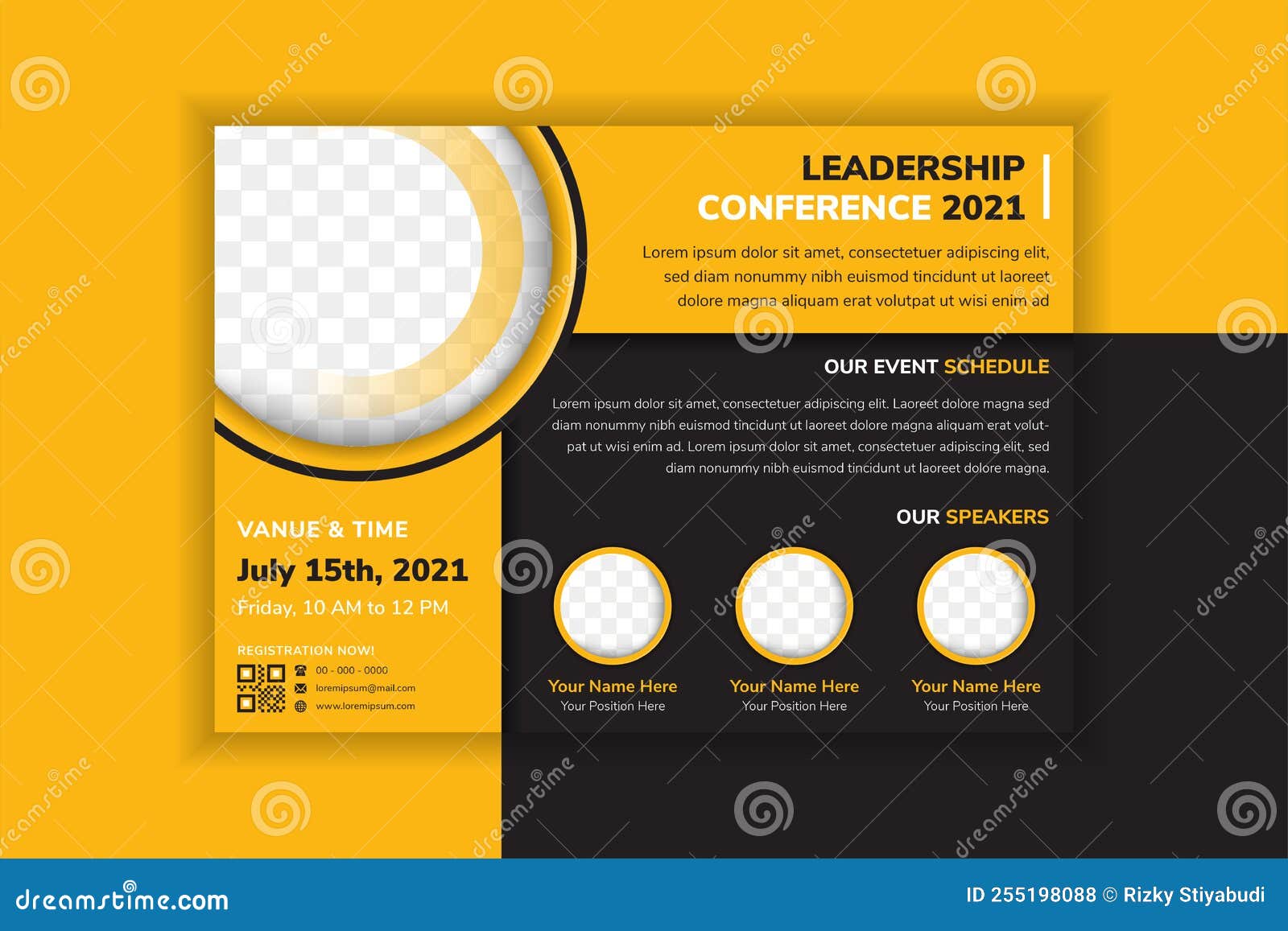 Abstract Geometric Horizontal Flyer Design Template with Black ...