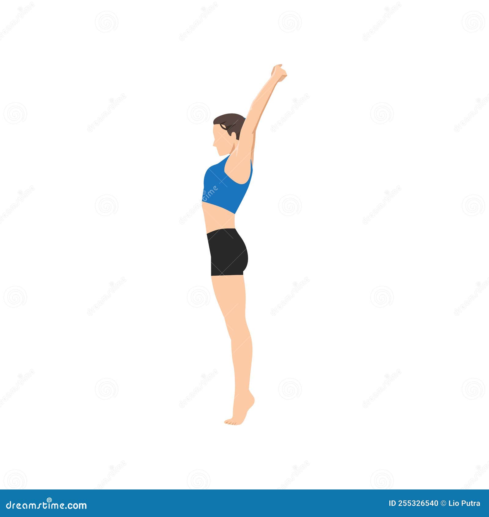 Woman Doing Palm Tree Pose on Tiptoes. Practice Urdhva Hastasana on ...