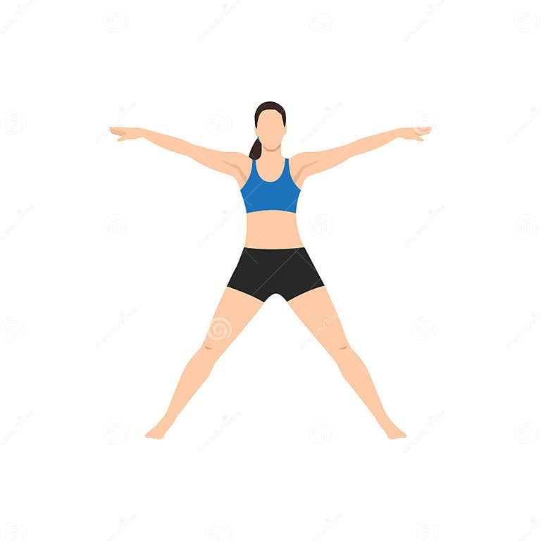 Woman Doing Five Pointed Star Pose, Star Pose, Utthita Hasta Padasana ...