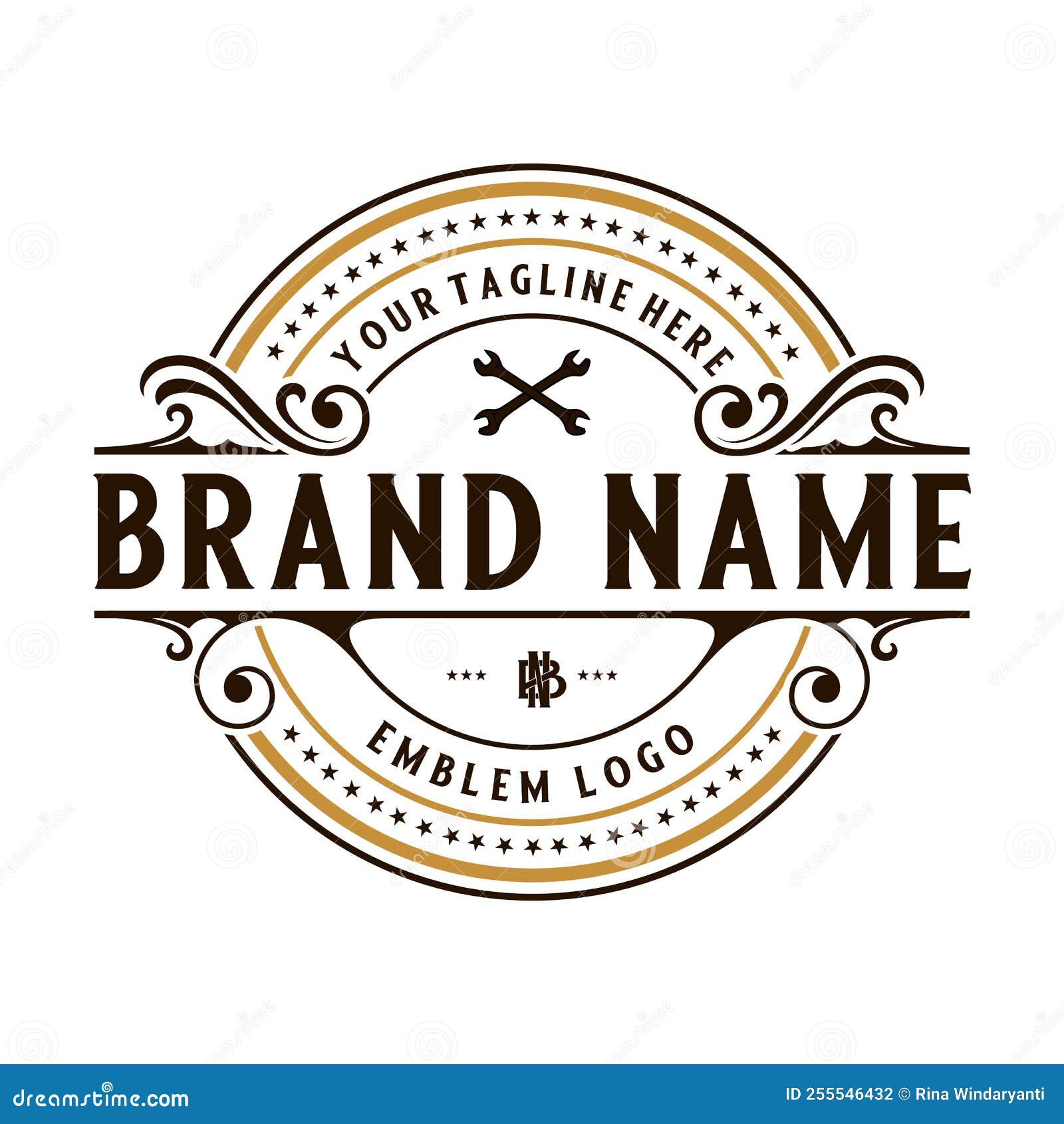 Repair Shop Logo Design. Emblem Design Concept with Wrench Icon Stock ...