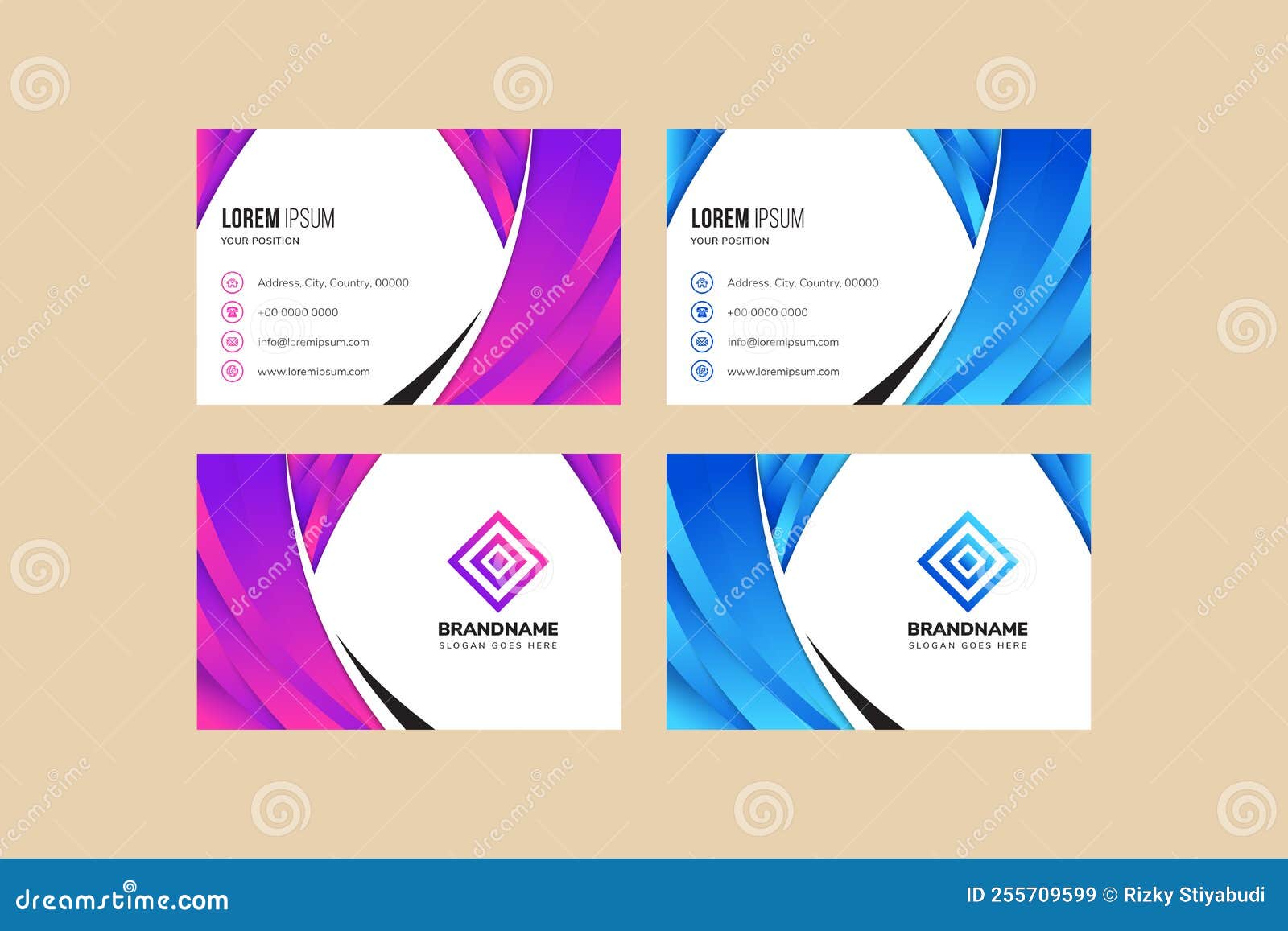 Colourful Marketing Card Pattern with Vector Curve Scene Useful for Any ...