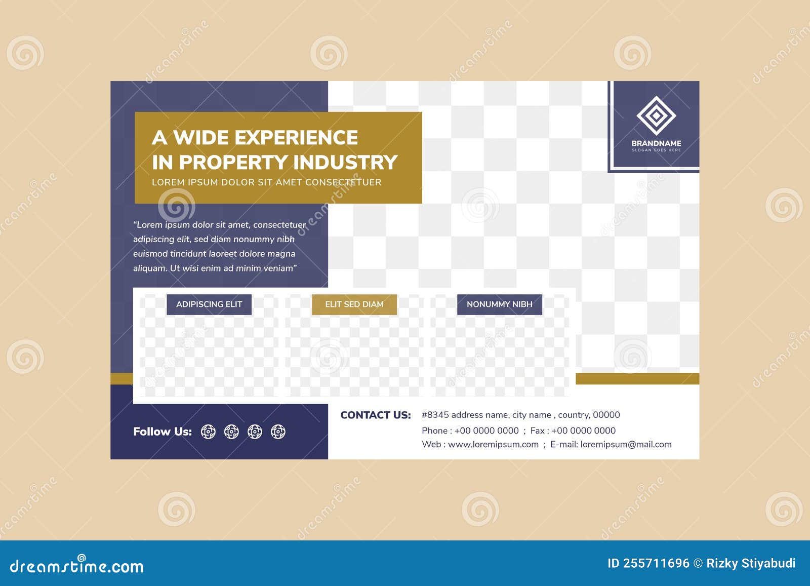 A4 Size Real Estate Flyer Template Design with Horizontal Layout Stock ...