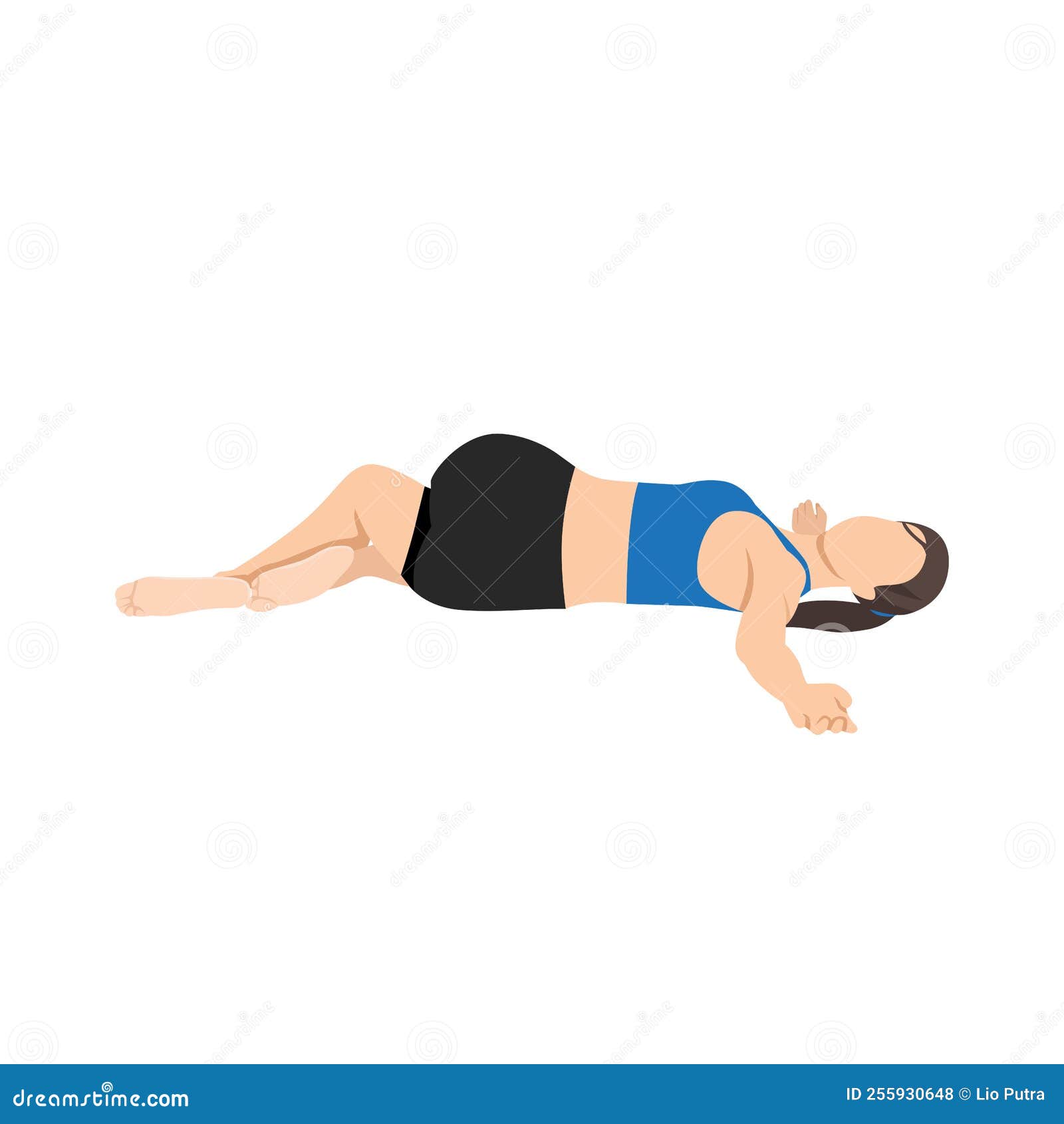 Supta Matsyendrasana Yoga Pose Reclined Spinal Twist Pose Royalty-Free ...